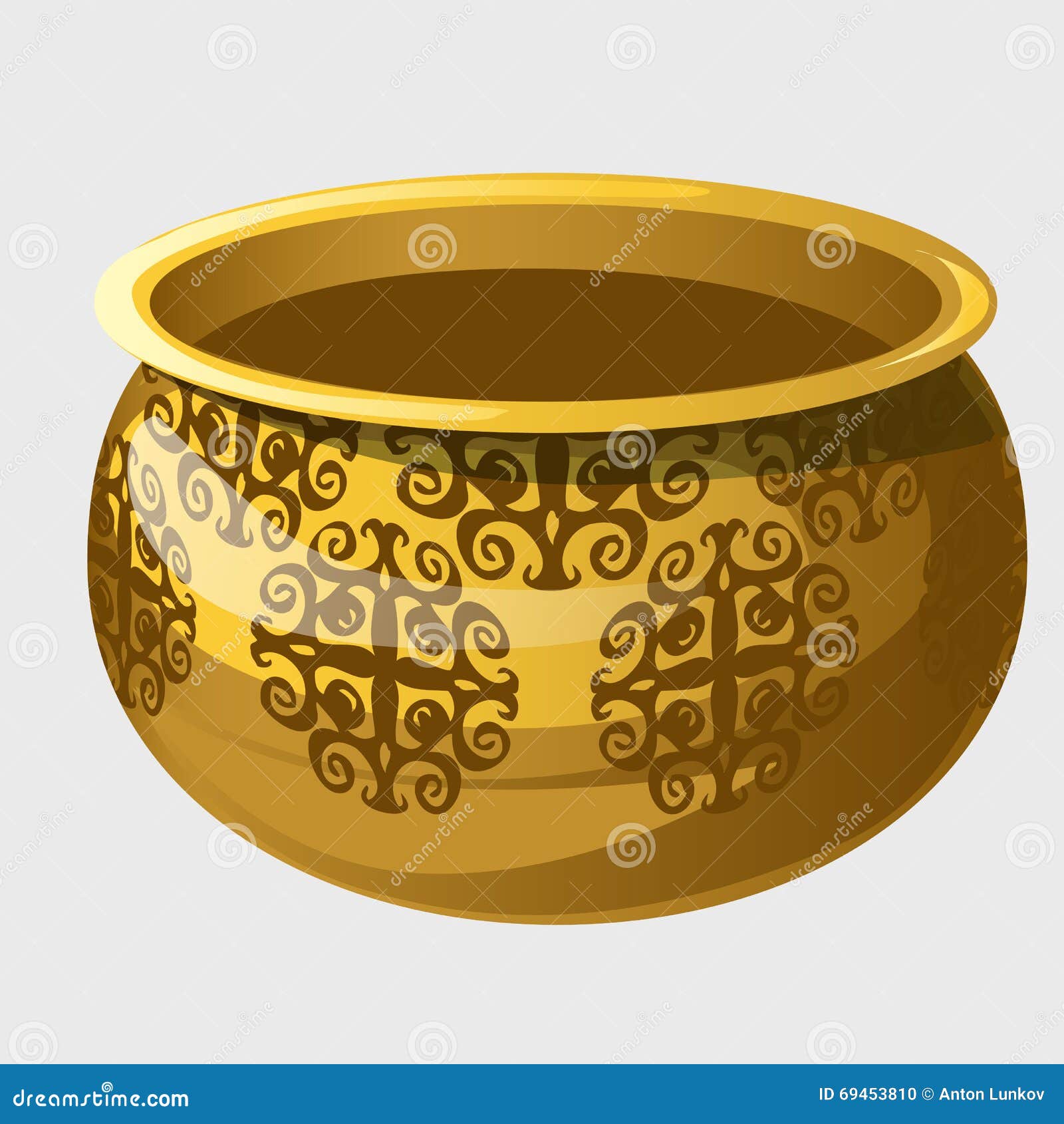 Golden Pot with Pattern in Ancient Style Stock Vector - Illustration of ...