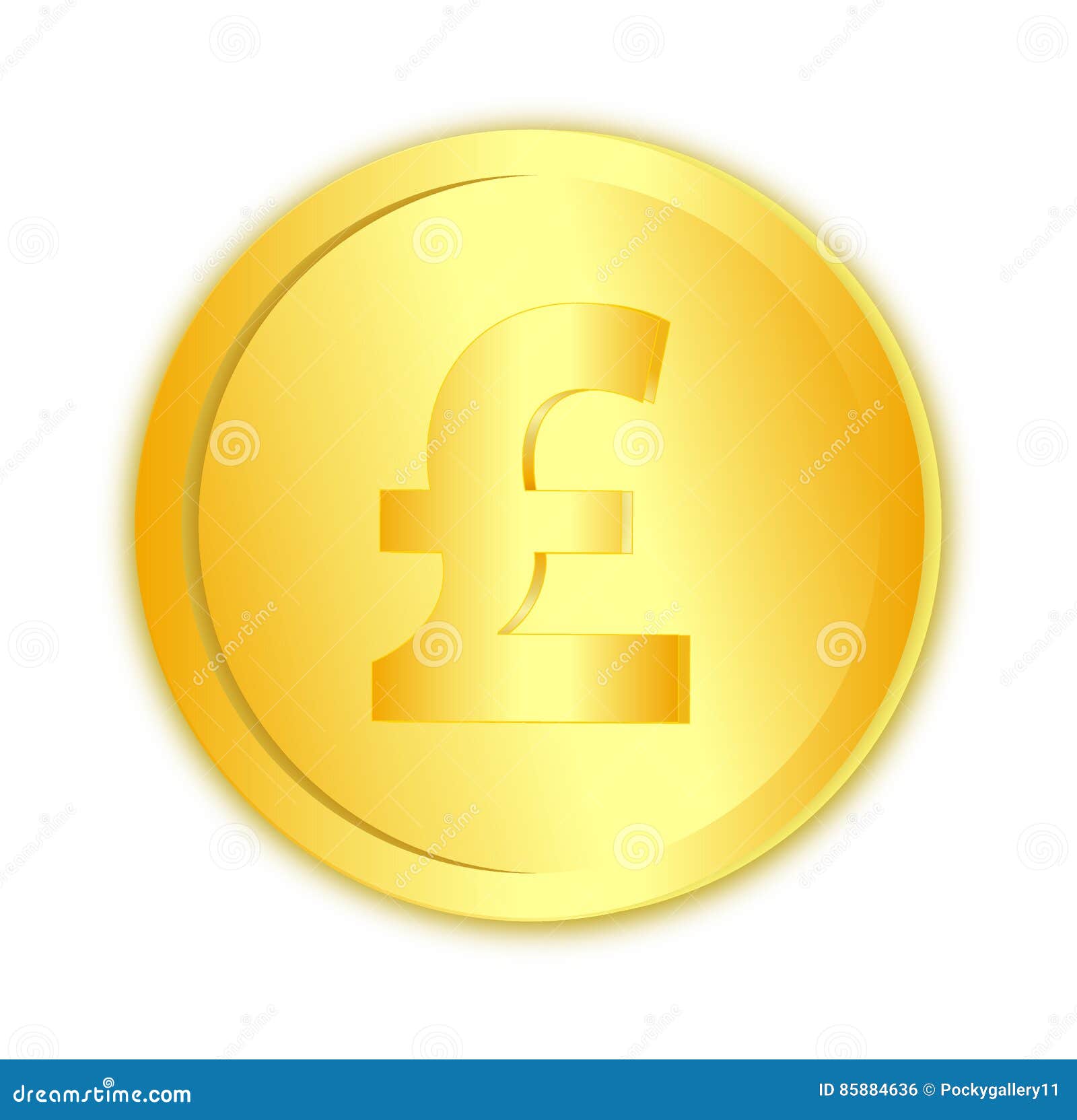 Golden pound coin on white stock vector. Illustration of finance - 85884636