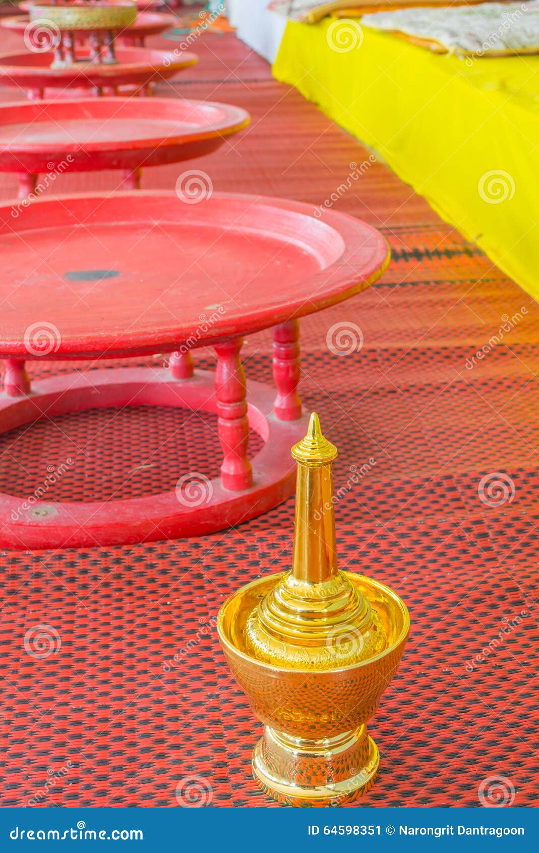 Golden Pour Water Containers for Buddhist Ceremony. Stock Image - Image ...