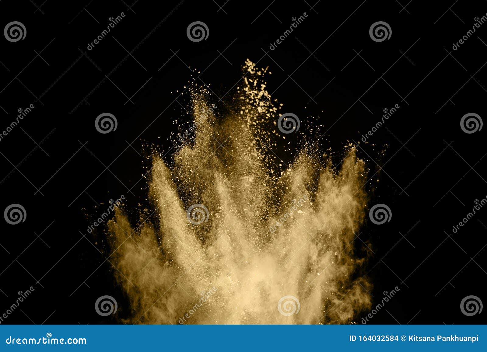 Golden Powder Explosion on Black Background. Stock Photo - Image of ...