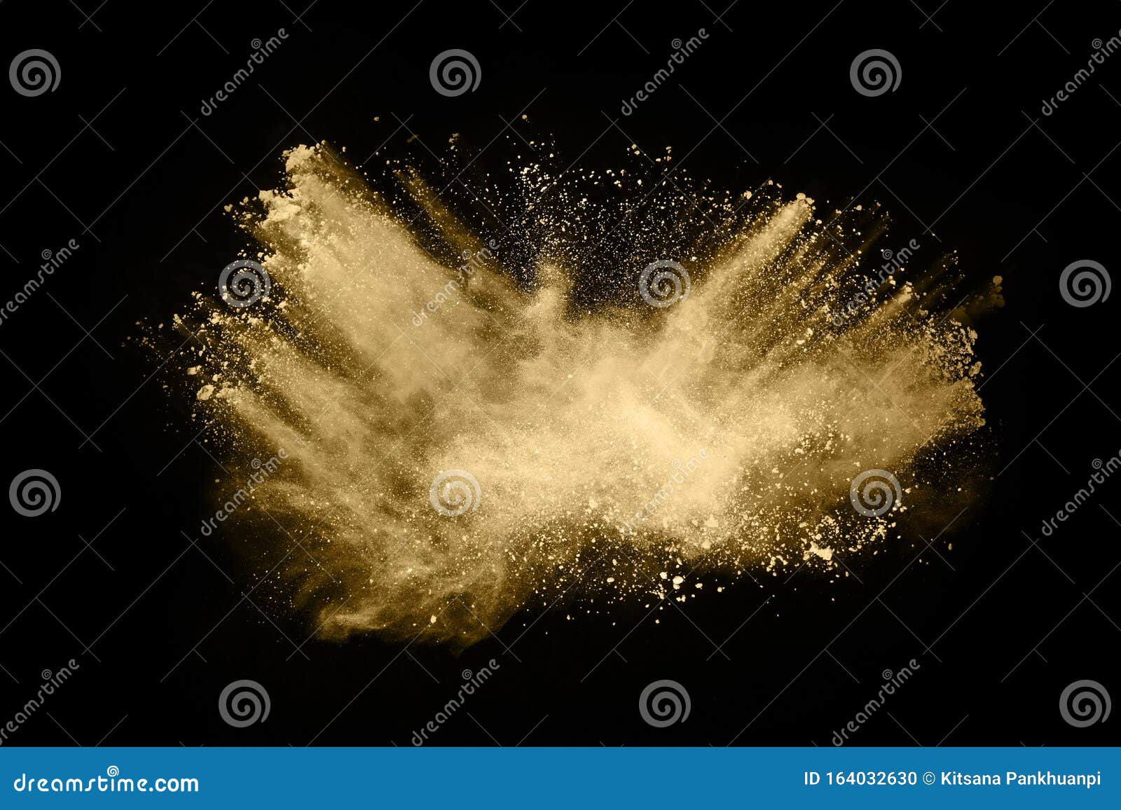 Golden Powder Explosion on Black Background. Stock Photo - Image of ...