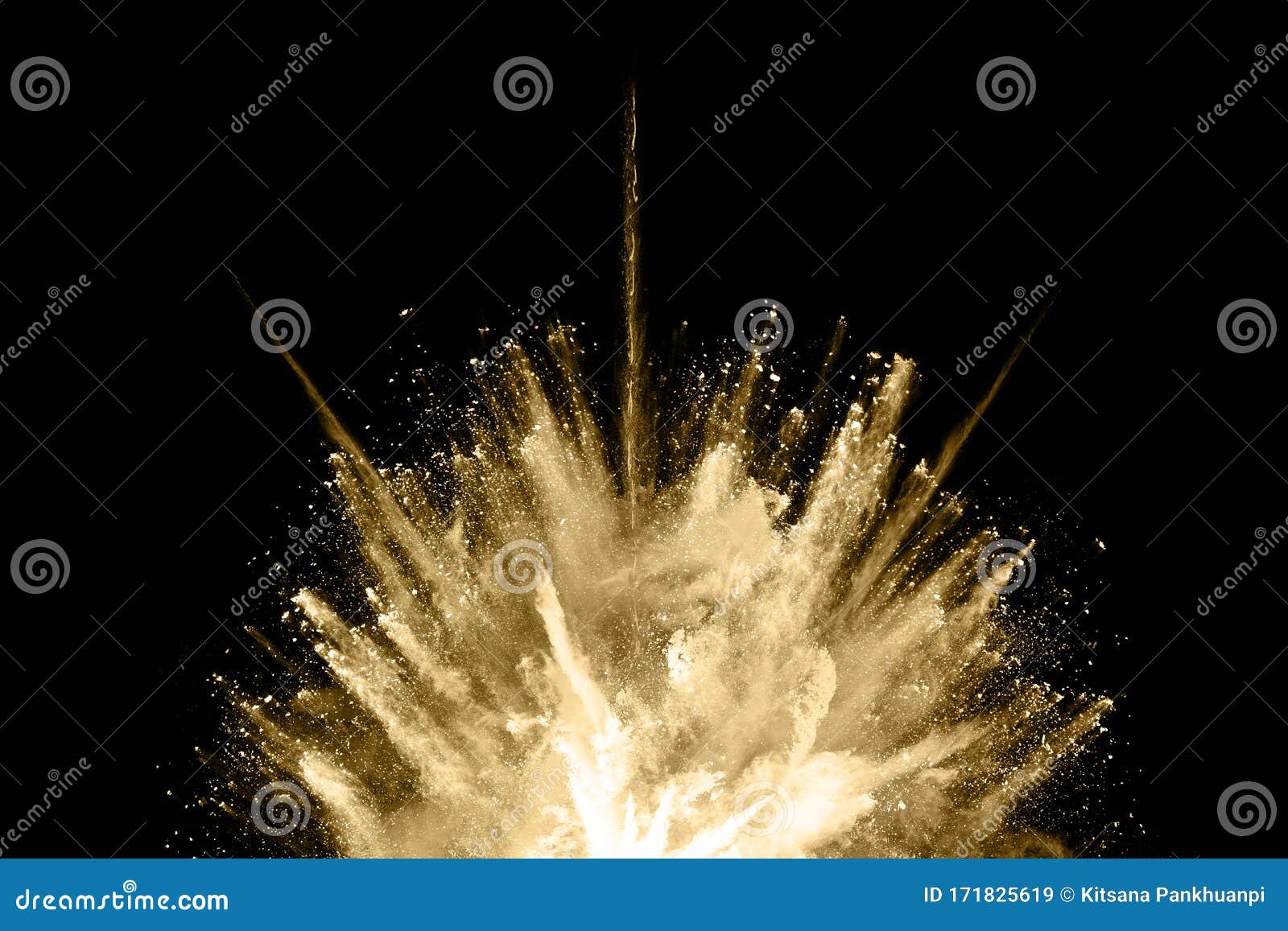 Golden Powder Explosion on Black Background Stock Image - Image of ...