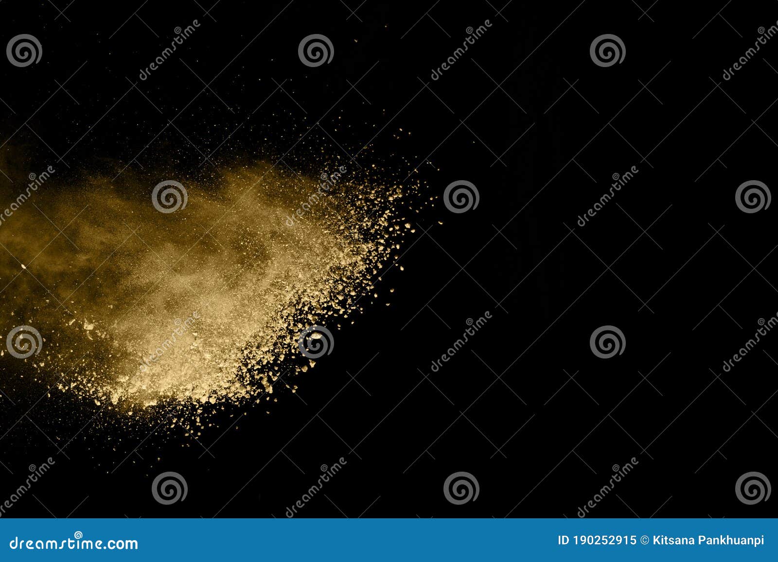 Golden Powder Explosion on Black Background. Stock Image - Image of ...