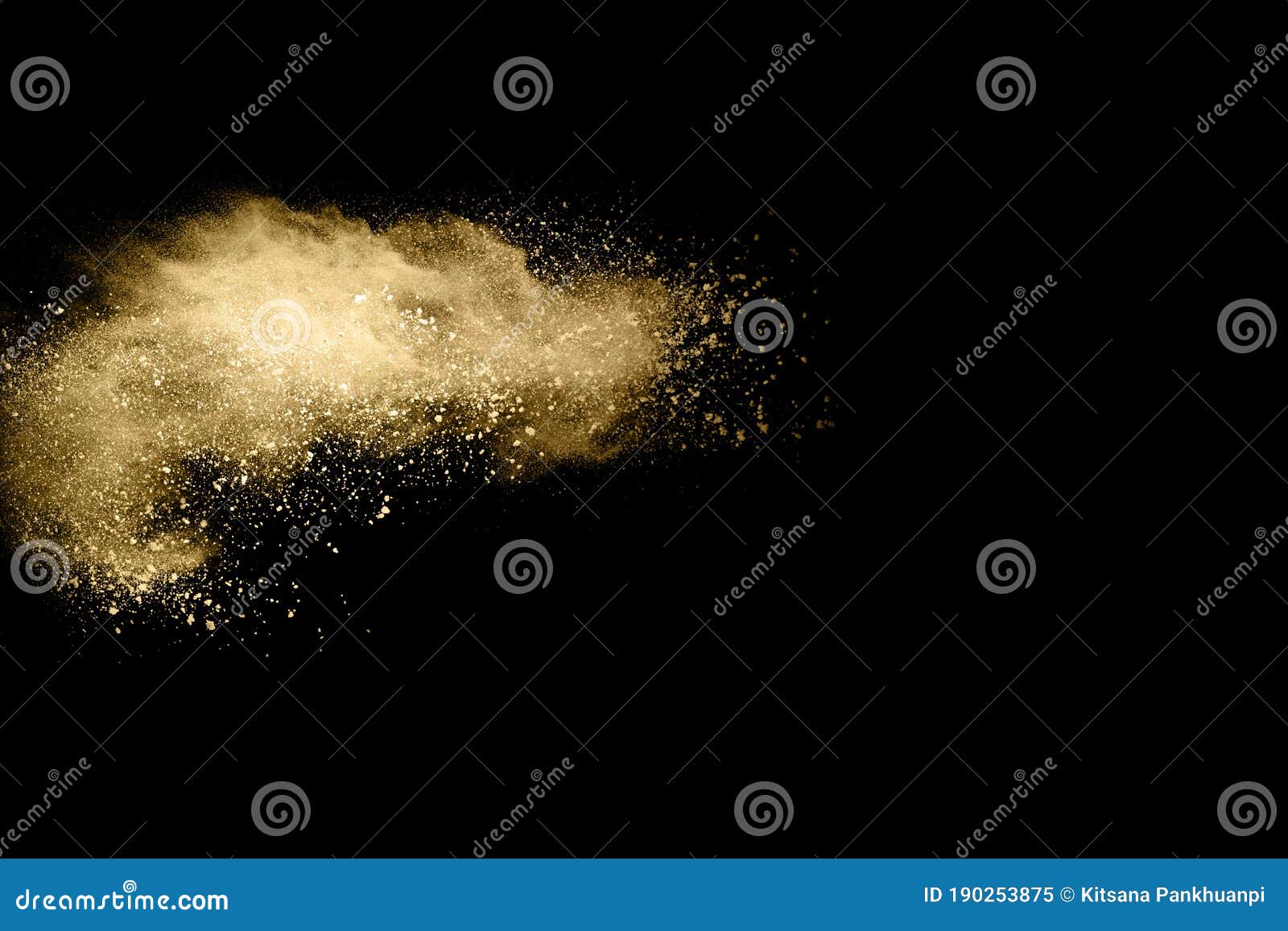 Golden Powder Explosion on Black Background. Stock Image - Image of ...