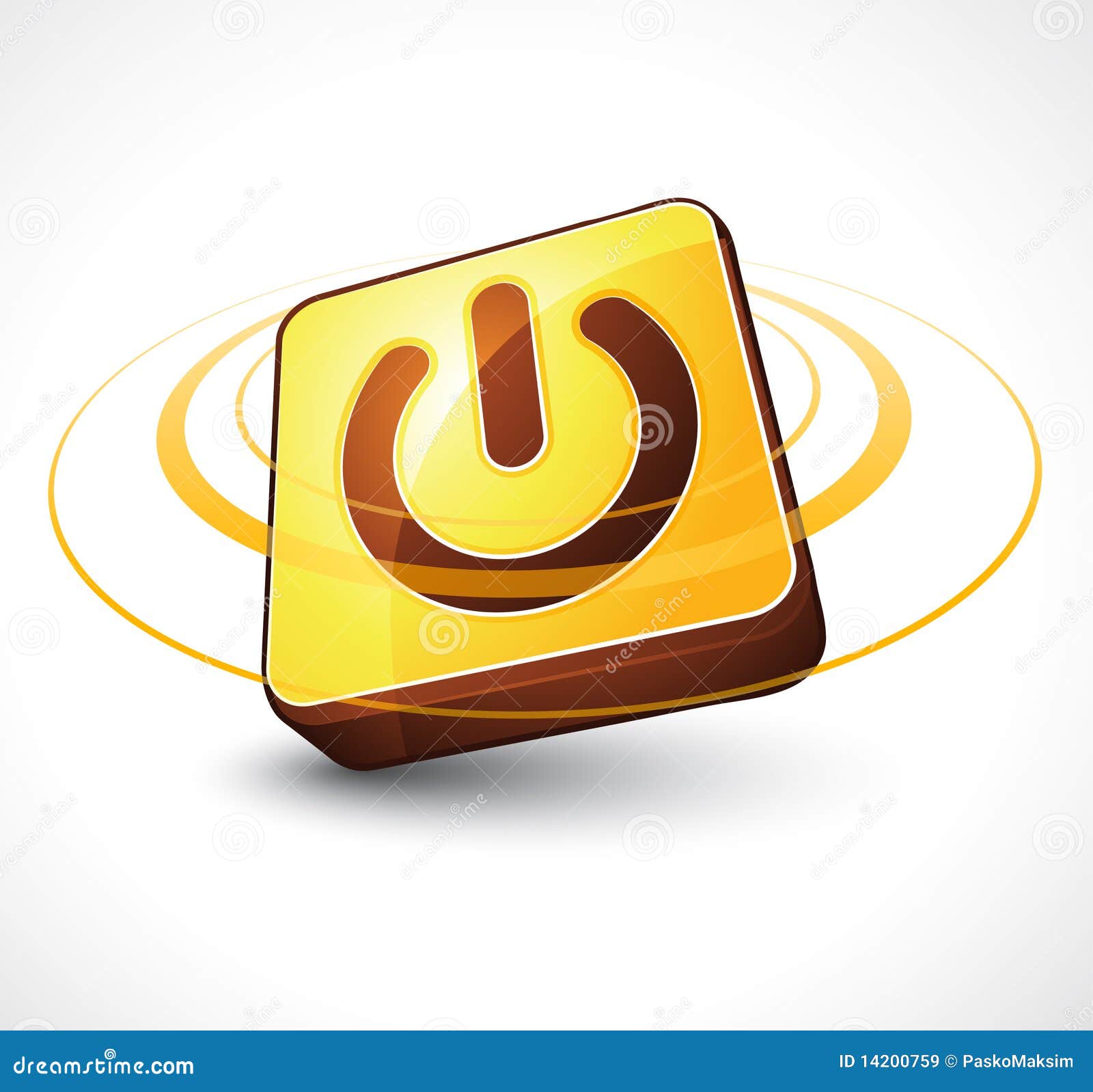 Golden power button stock vector. Illustration of icon - 14200759