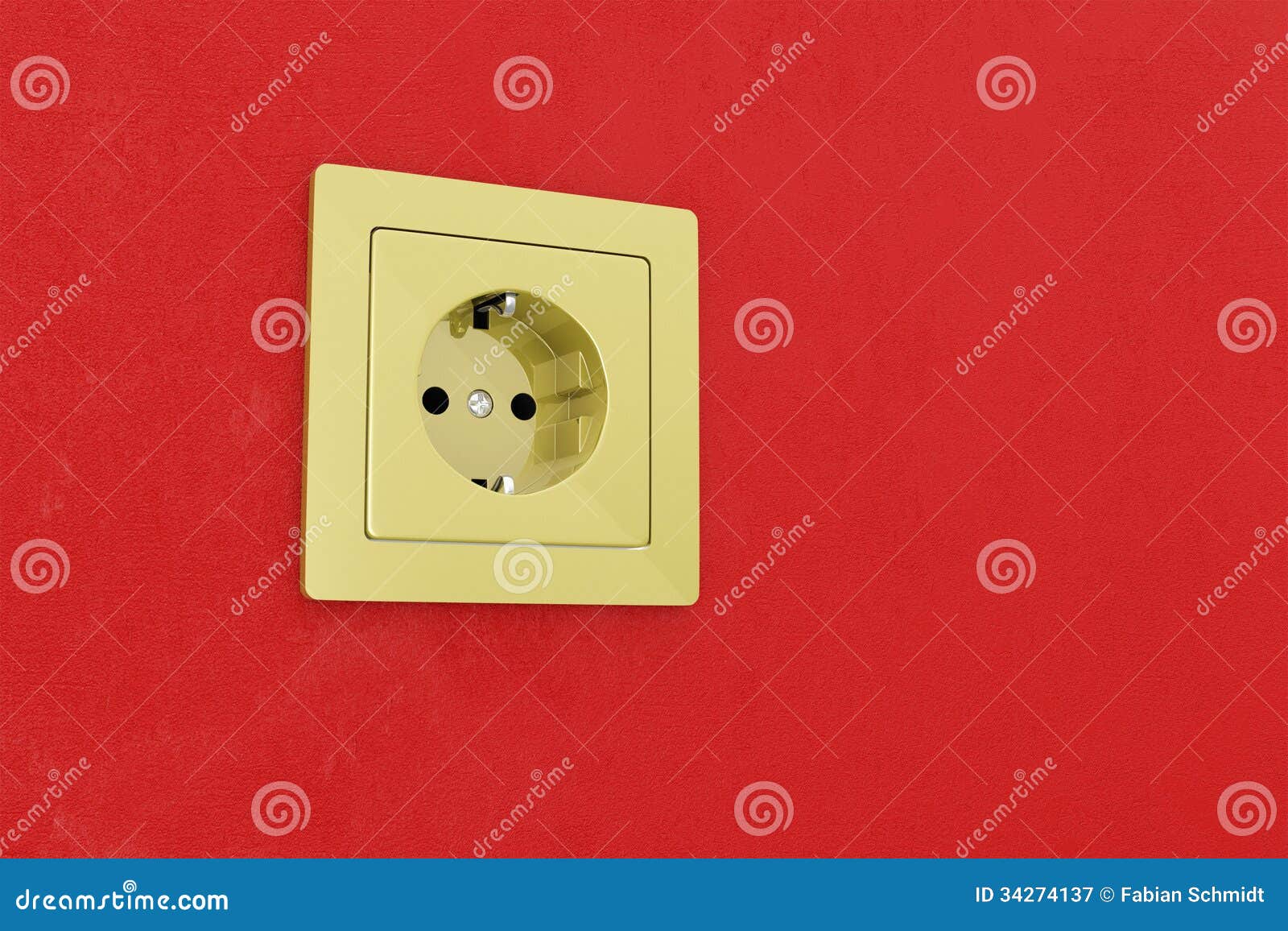 Golden Power Plug on Red Wall Stock Illustration - Illustration of ...