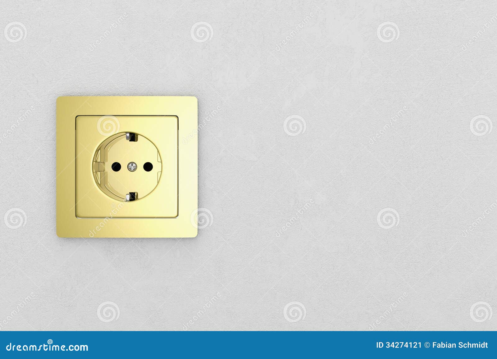 Golden Power Plug on White Wall Stock Illustration - Illustration of ...
