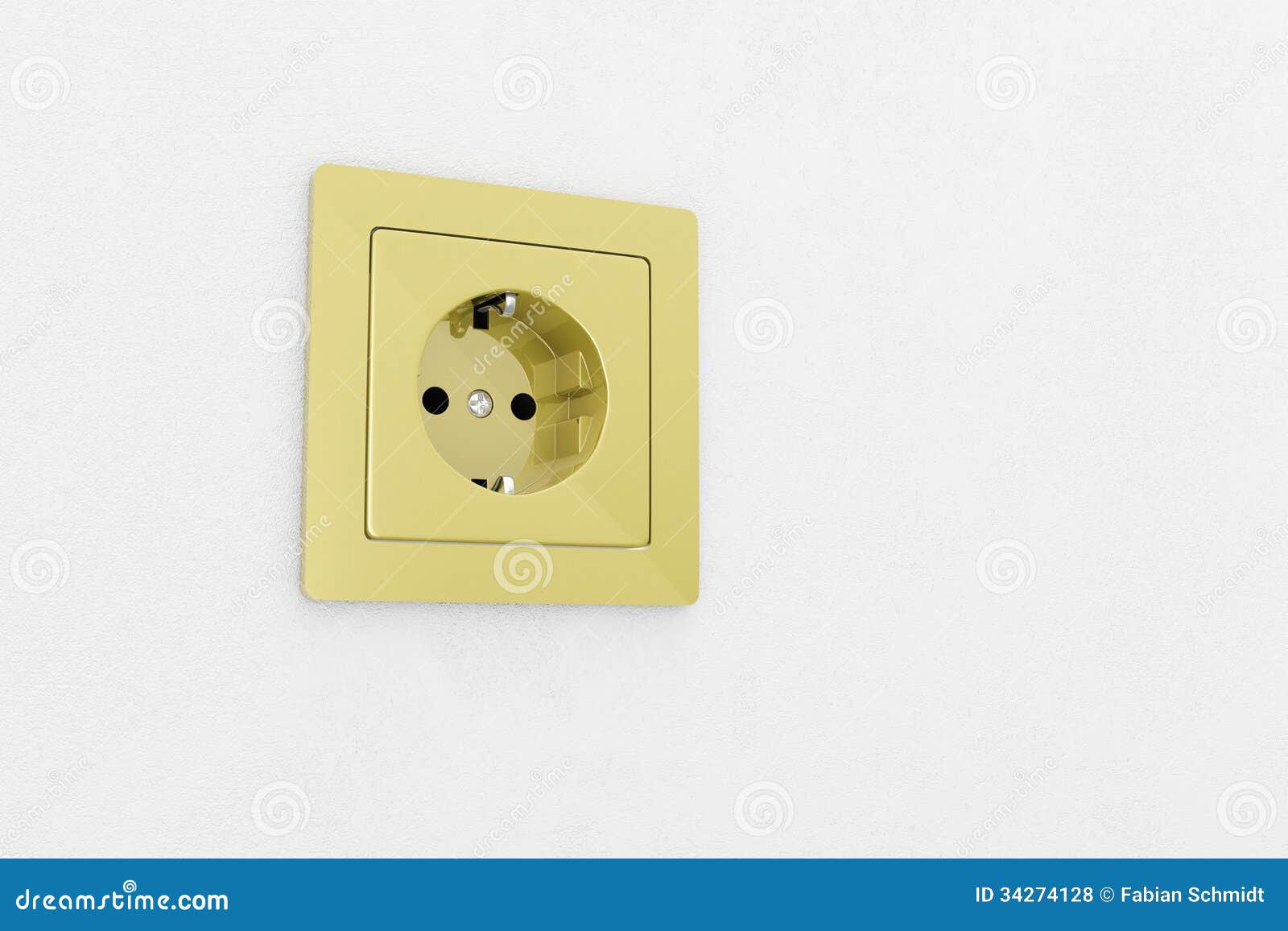 Golden Power Plug on White Wall Stock Illustration - Illustration of ...
