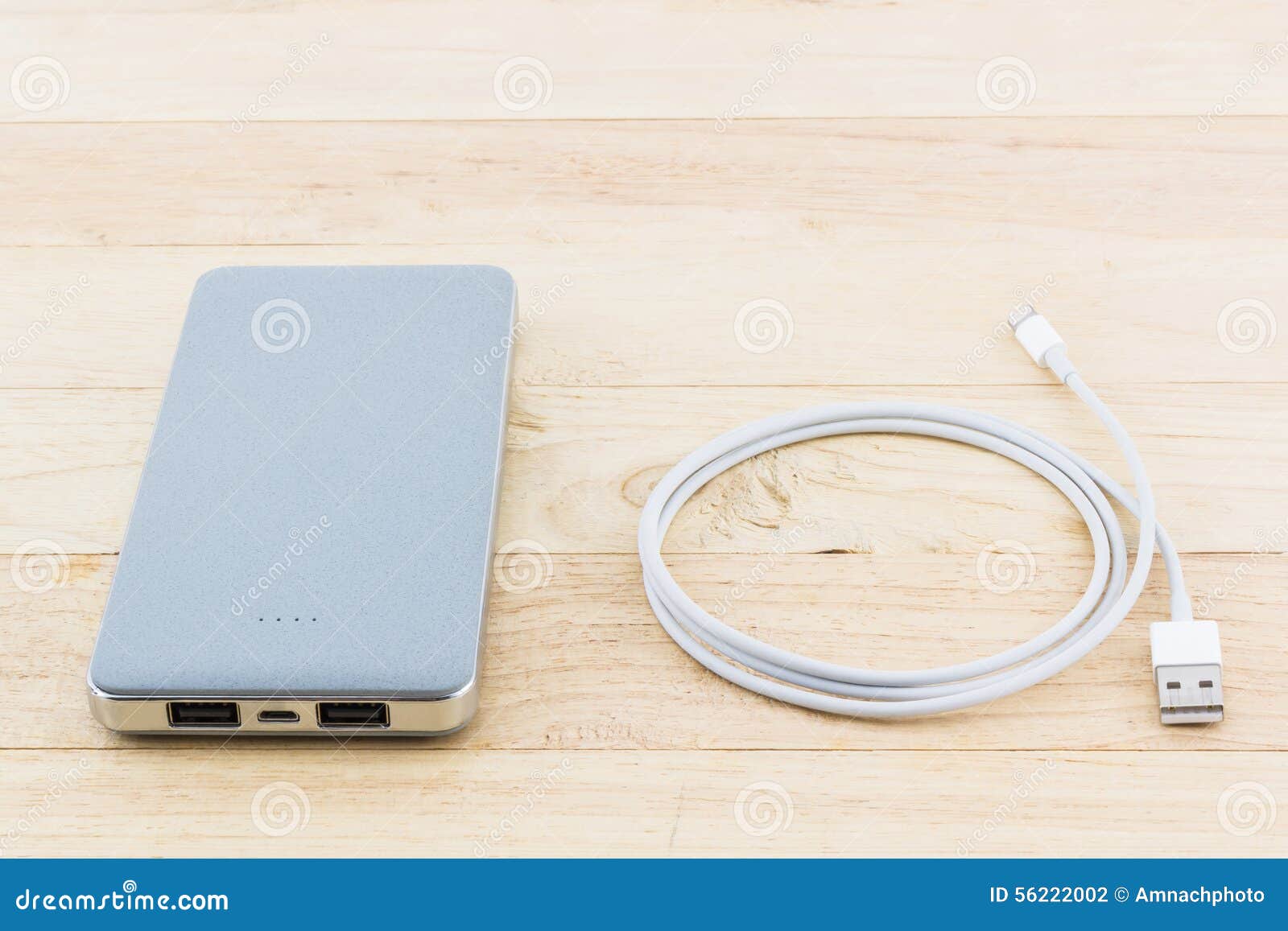 Golden Powerbank and USB Cable for Smartphone. Stock Photo - Image of ...