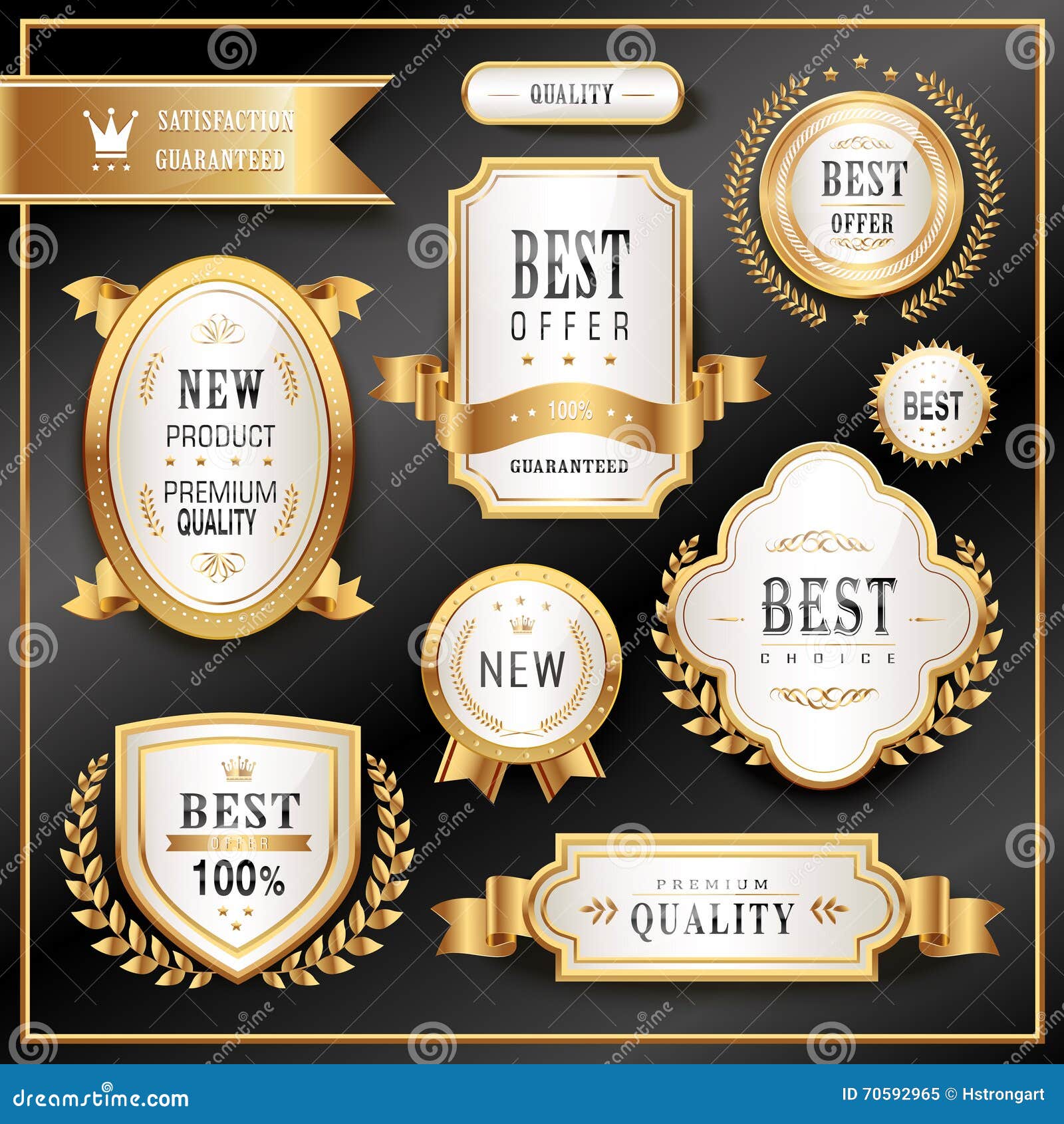 Golden premium labels stock illustration. Illustration of label - 70592965