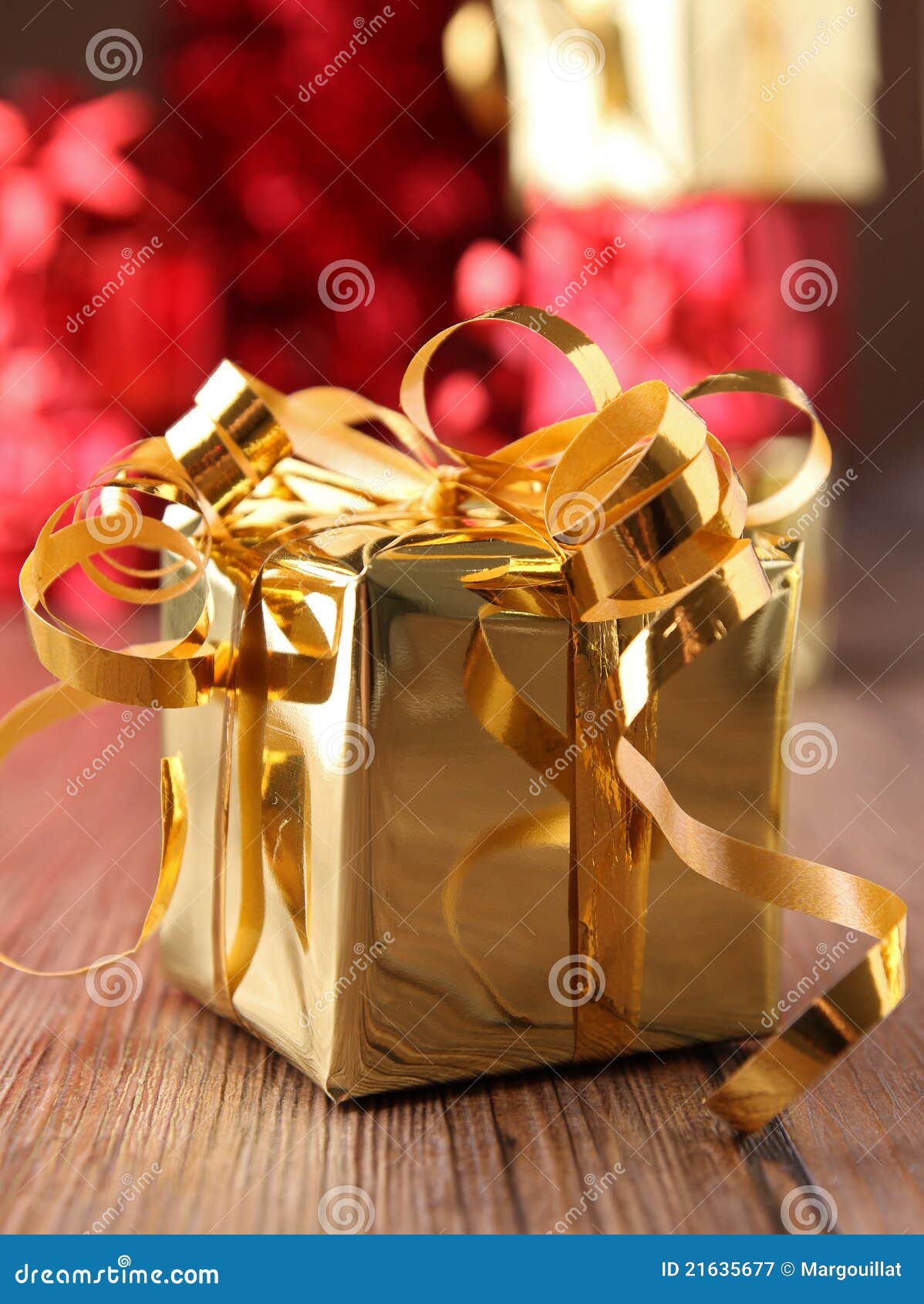 Golden present stock image. Image of gold, festive, golden - 21635677