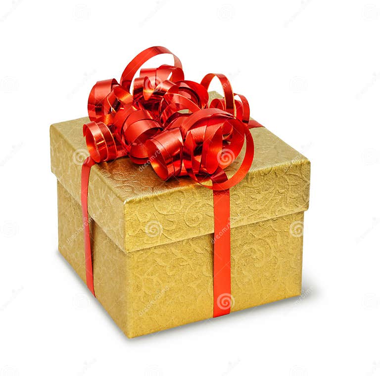 Golden present box stock photo. Image of shiny, anniversary - 17150786