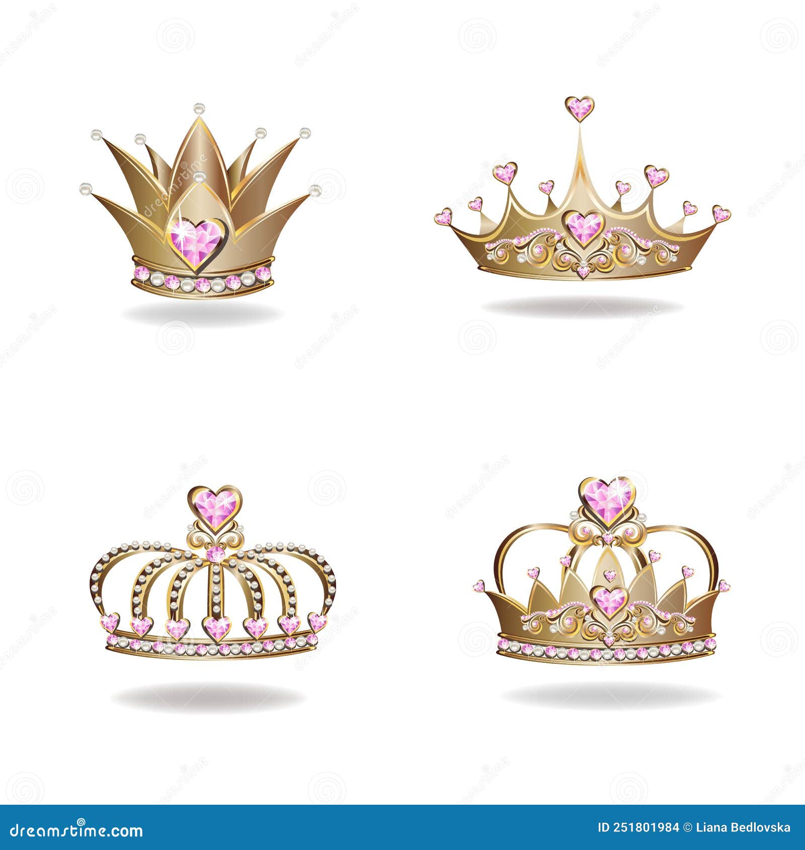 Golden Princess Tiara. Beautiful Queen Crown Decorated With Six Blue ...