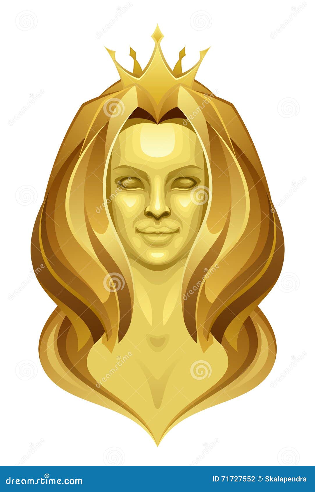 Golden Princess Tiara. Beautiful Queen Crown Decorated With Six Blue ...