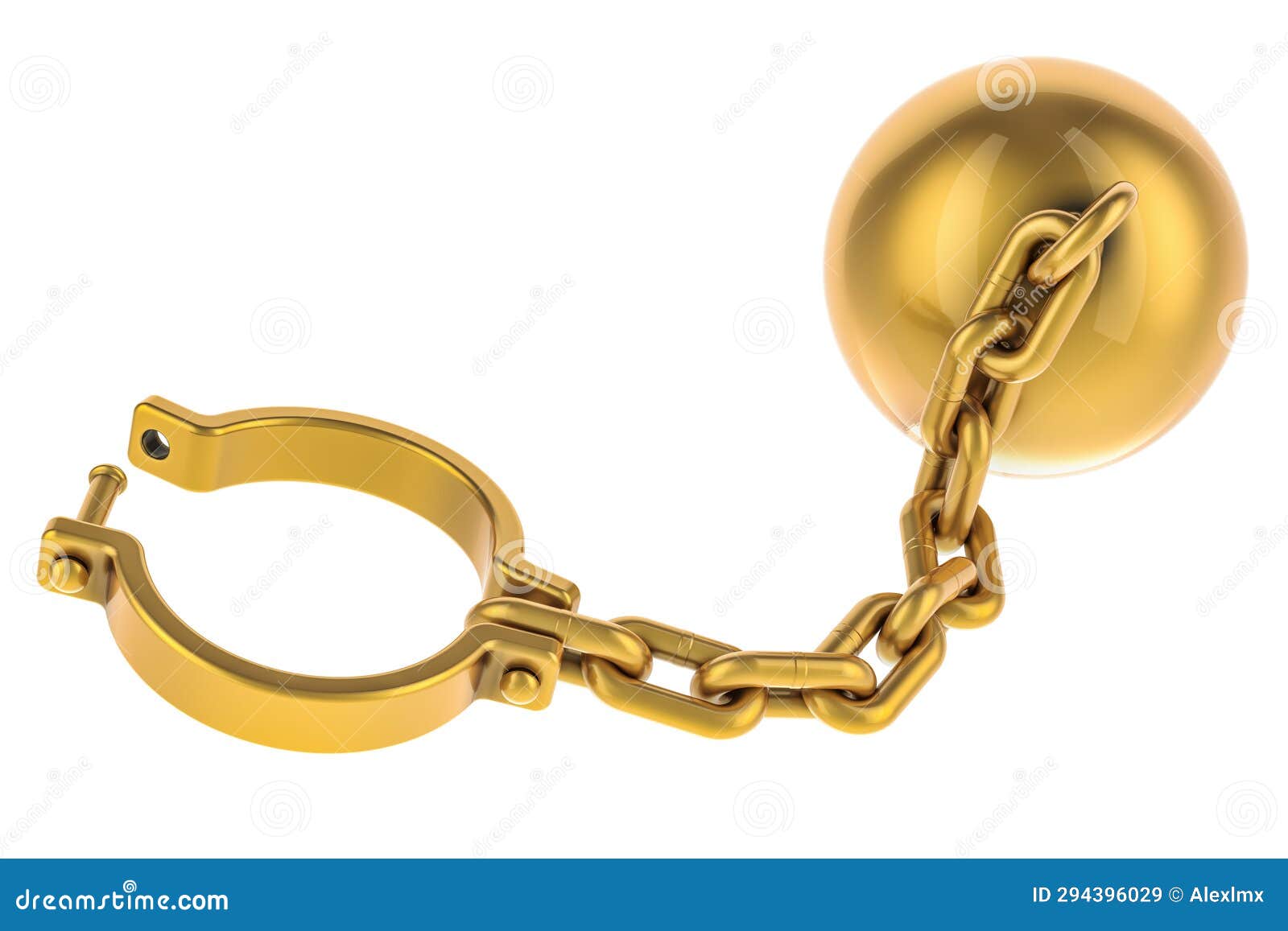 Golden Prison Shackle with Chain, 3D Rendering Stock Illustration ...