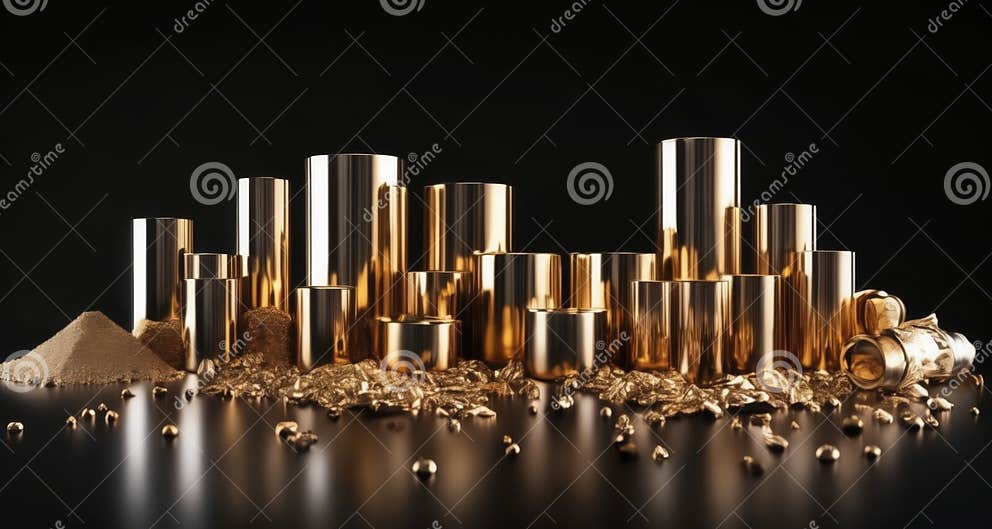 Golden Prosperity and Wealth Symbolized in a Luxurious Display Stock ...