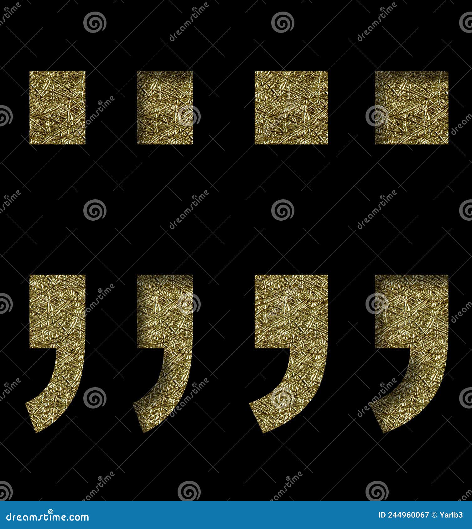 Golden Punctuation Marks Dot and Comma Cut Out of Black Paper on the ...