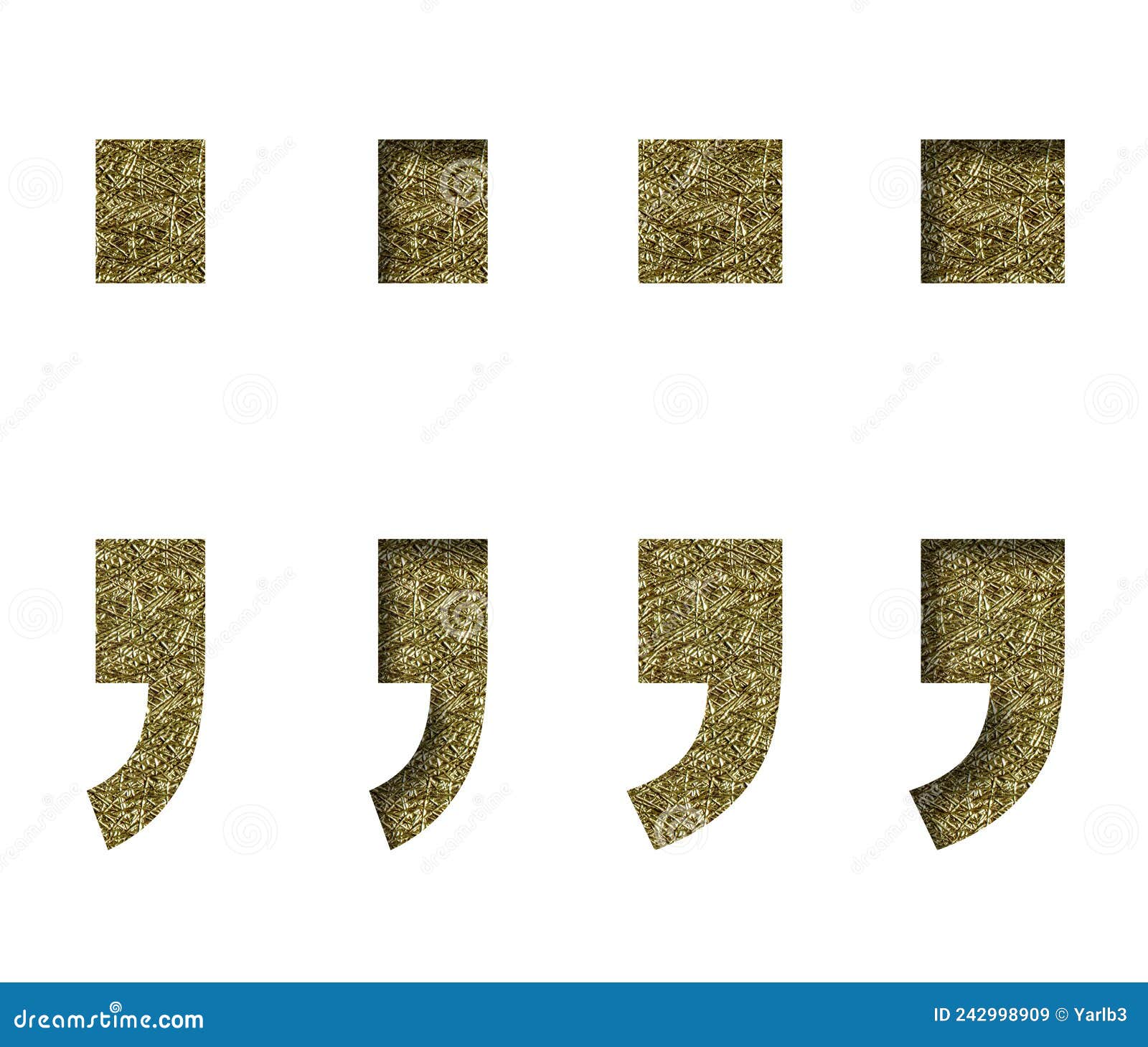 Golden Punctuation Marks Dot and Comma Cut Out of White Paper on the ...