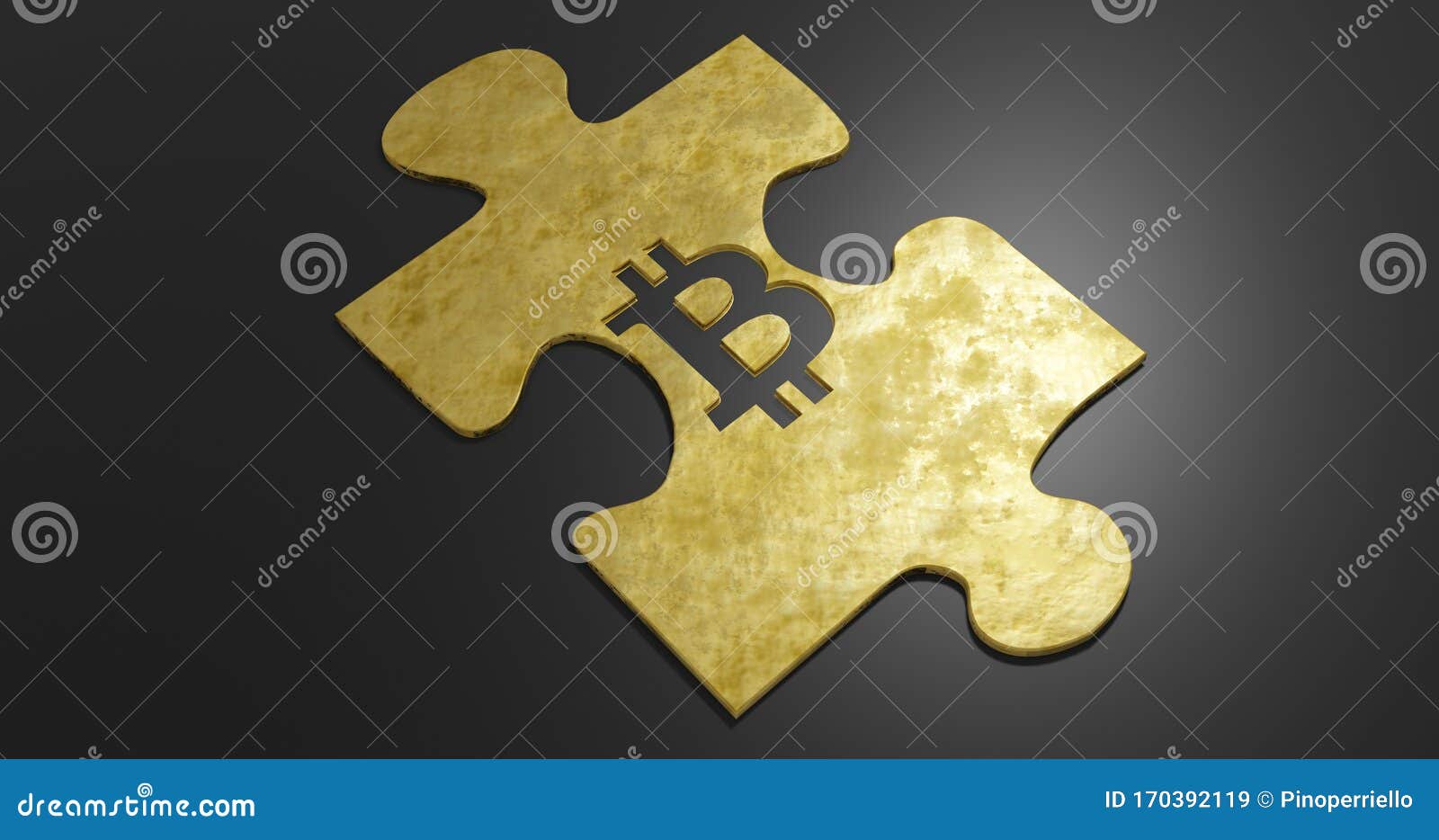 3d Rendering - Golden Puzzle with Bitcoin Symbol Imprinted in the ...