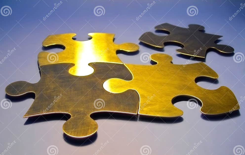 Golden puzzle pieces stock image. Image of communicate - 2700267