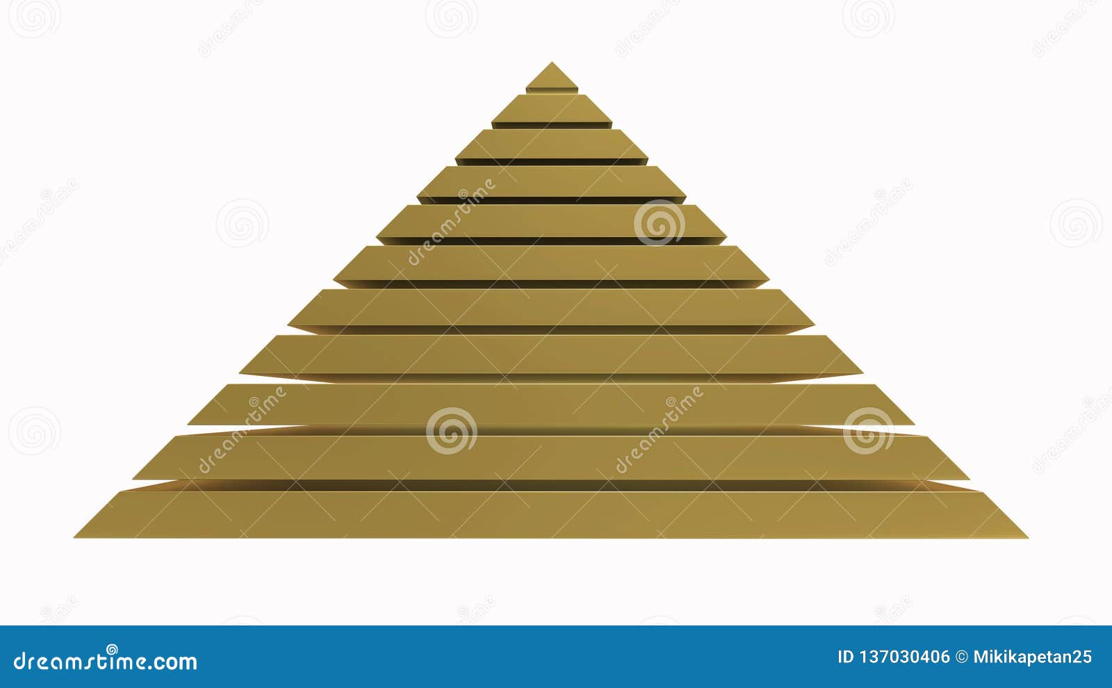 Golden Pyramid Isolated on White. 3D Rendering Stock Illustration ...