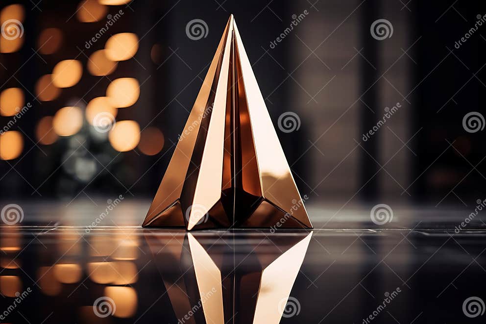 A Golden Pyramid Shaped Object Sitting on Top of a Table Stock ...
