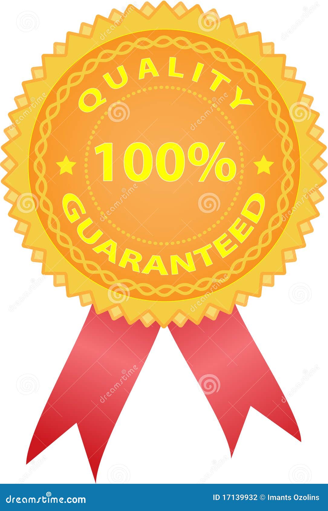 Golden Quality Badge With Ribbon Stock Photography - Image: 17139932