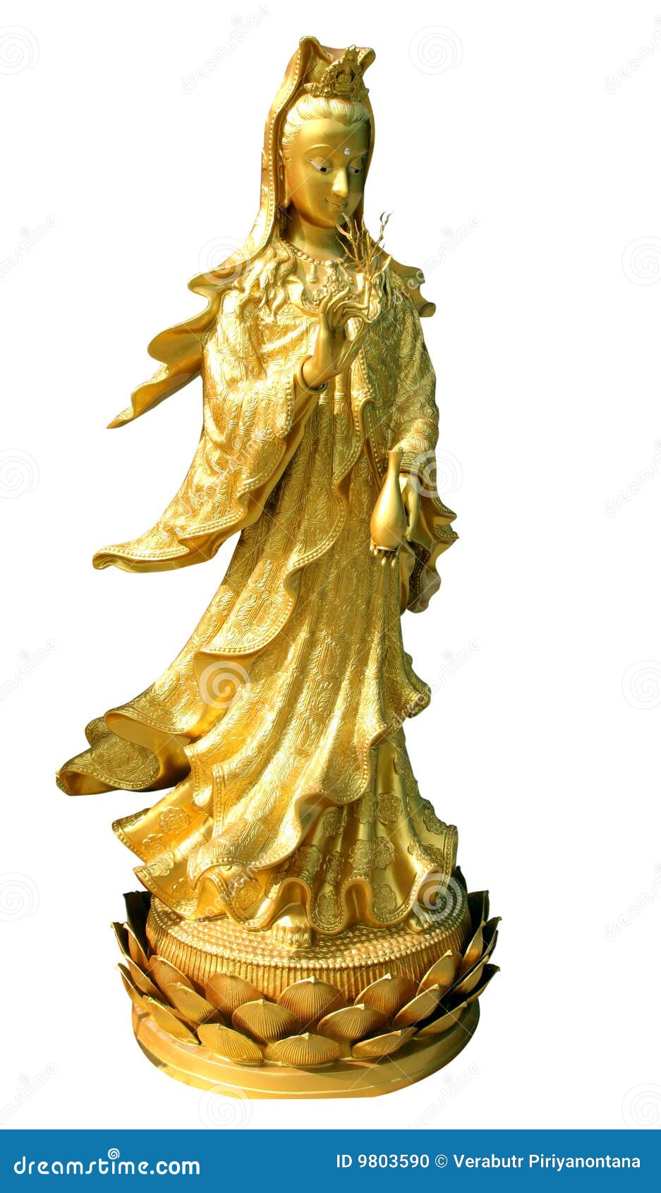 Golden Quan-Yin Buddha stock photo. Image of quan, buddha - 9803590