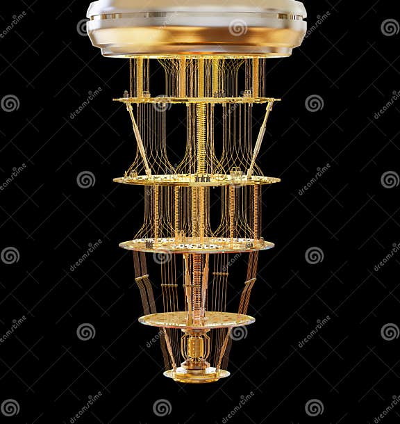 Golden Quantum Computer Machine Stock Illustration - Illustration of ...