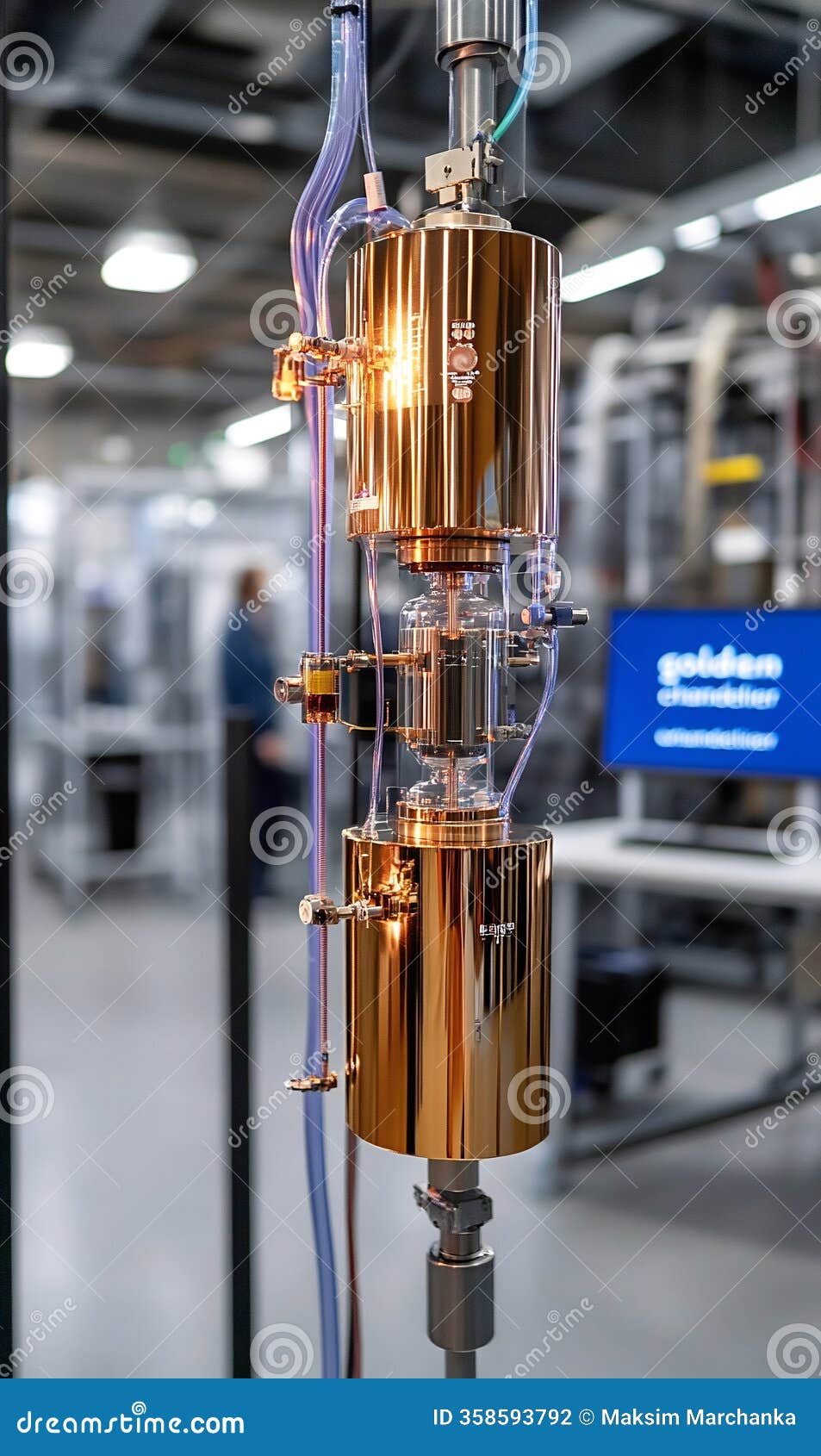 Golden Quantum Computing Chamber in Laboratory Stock Photo - Image of ...