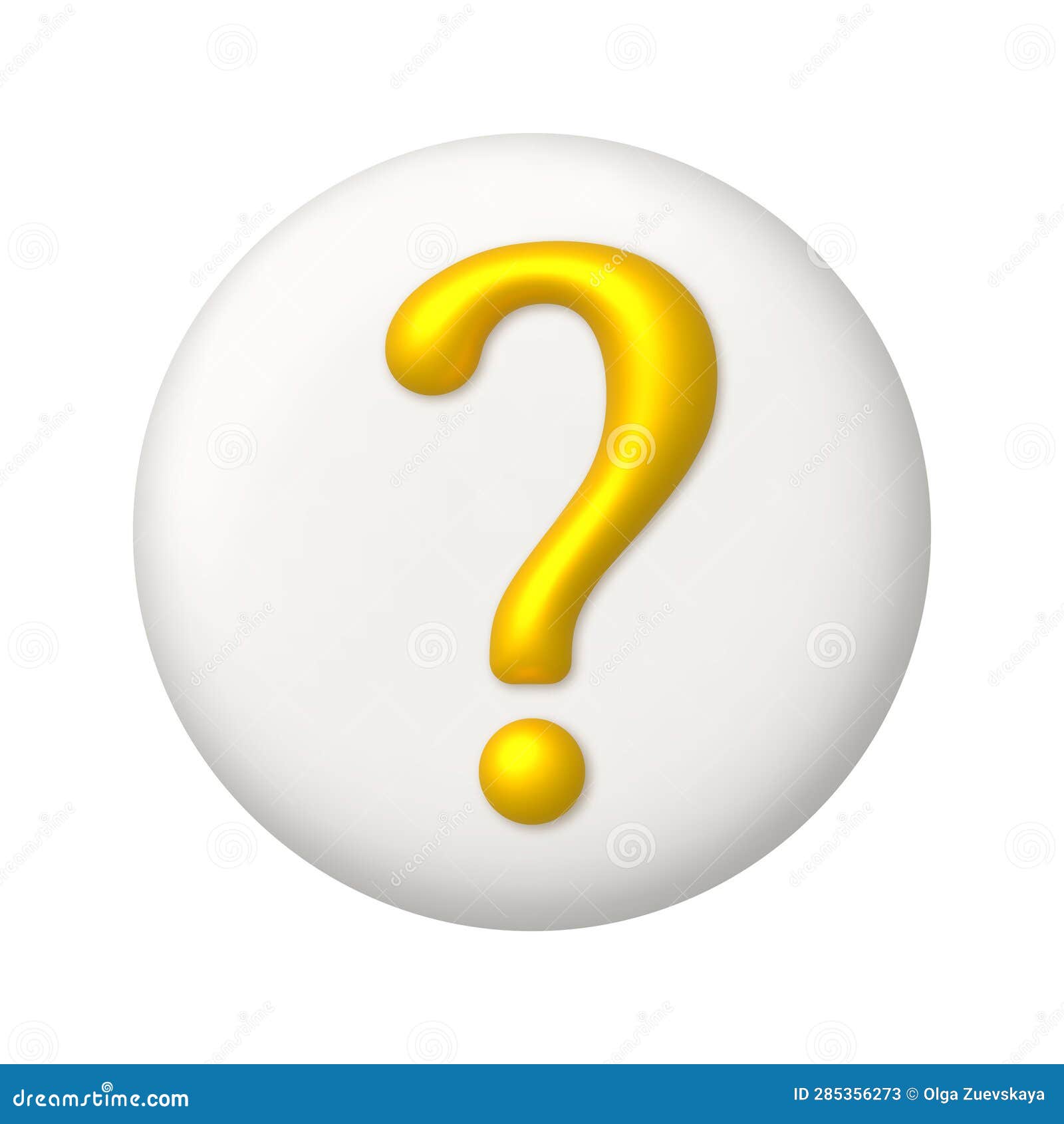 Golden Question Mark Symbol on White Button. Question Icon. 3d ...