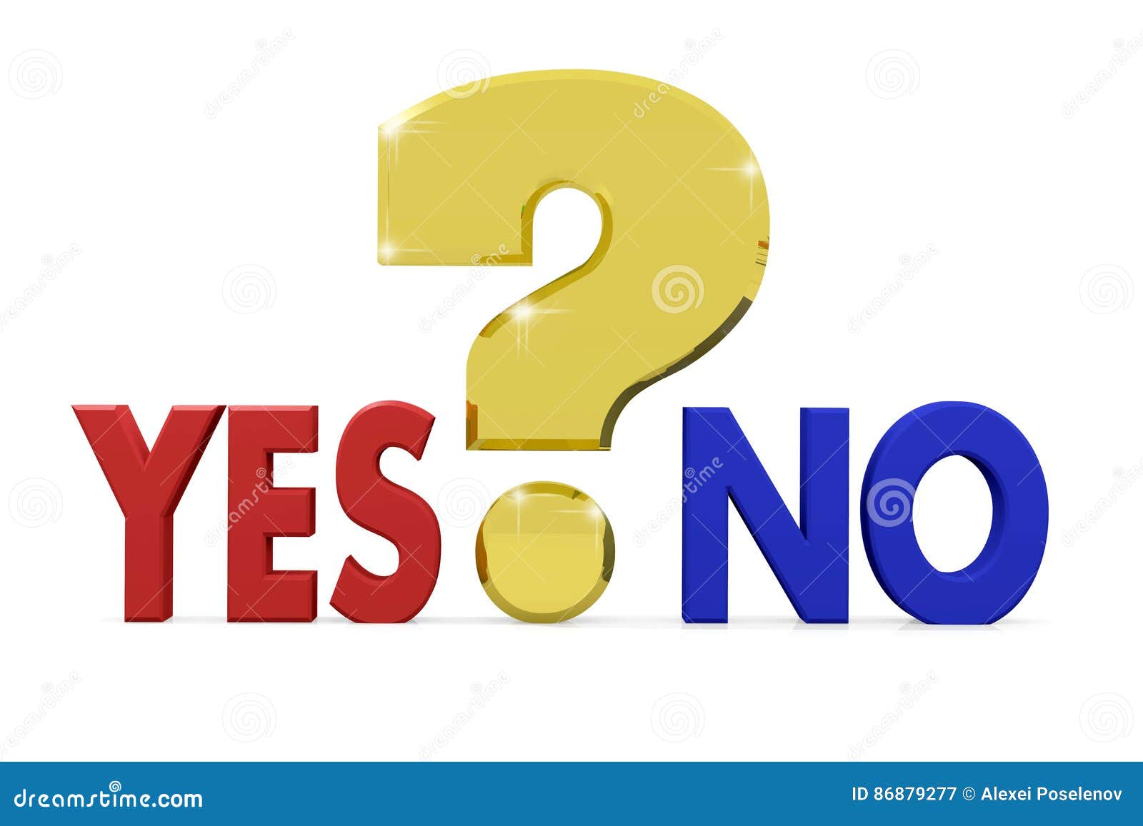 Golden Question Mark between Words Yes and No. Concept of Choice Stock ...