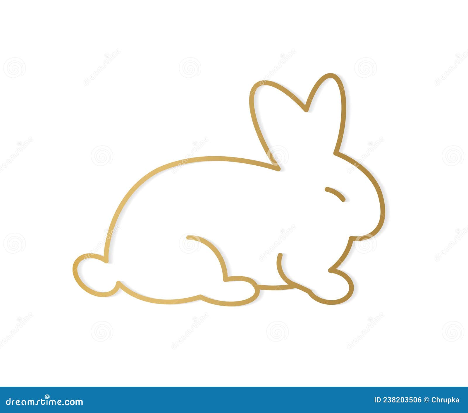 Golden rabbit outline stock vector. Illustration of celebration - 238203506