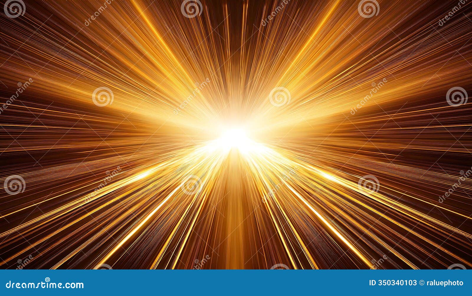 Golden Radial Light Burst with Lines from a Bright Center Point Stock ...
