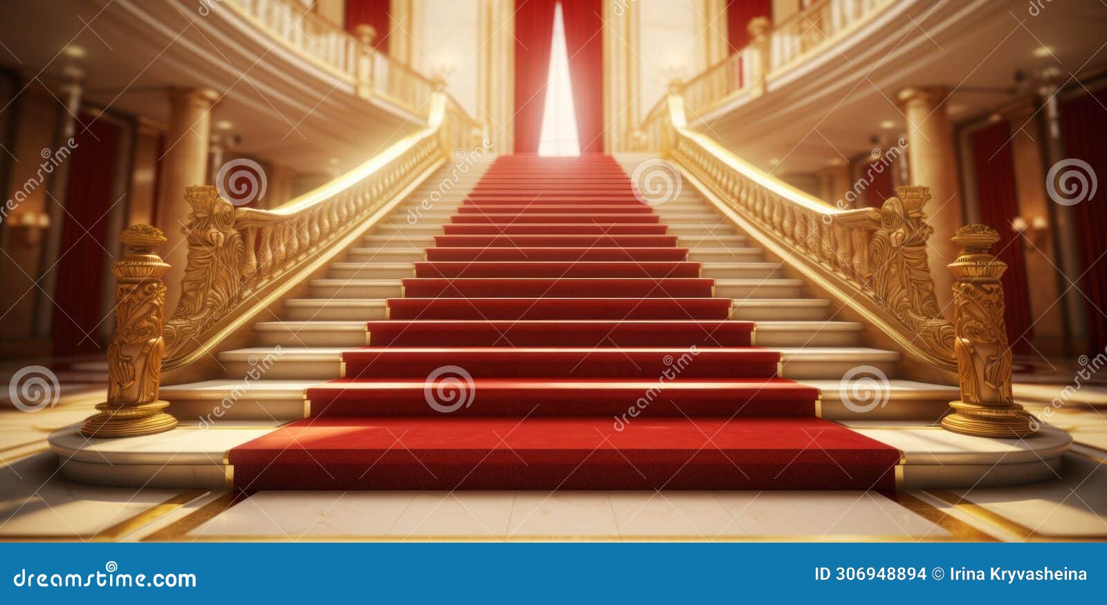 Golden Railing and Red Carpet Stock Photo - Image of glamorous ...