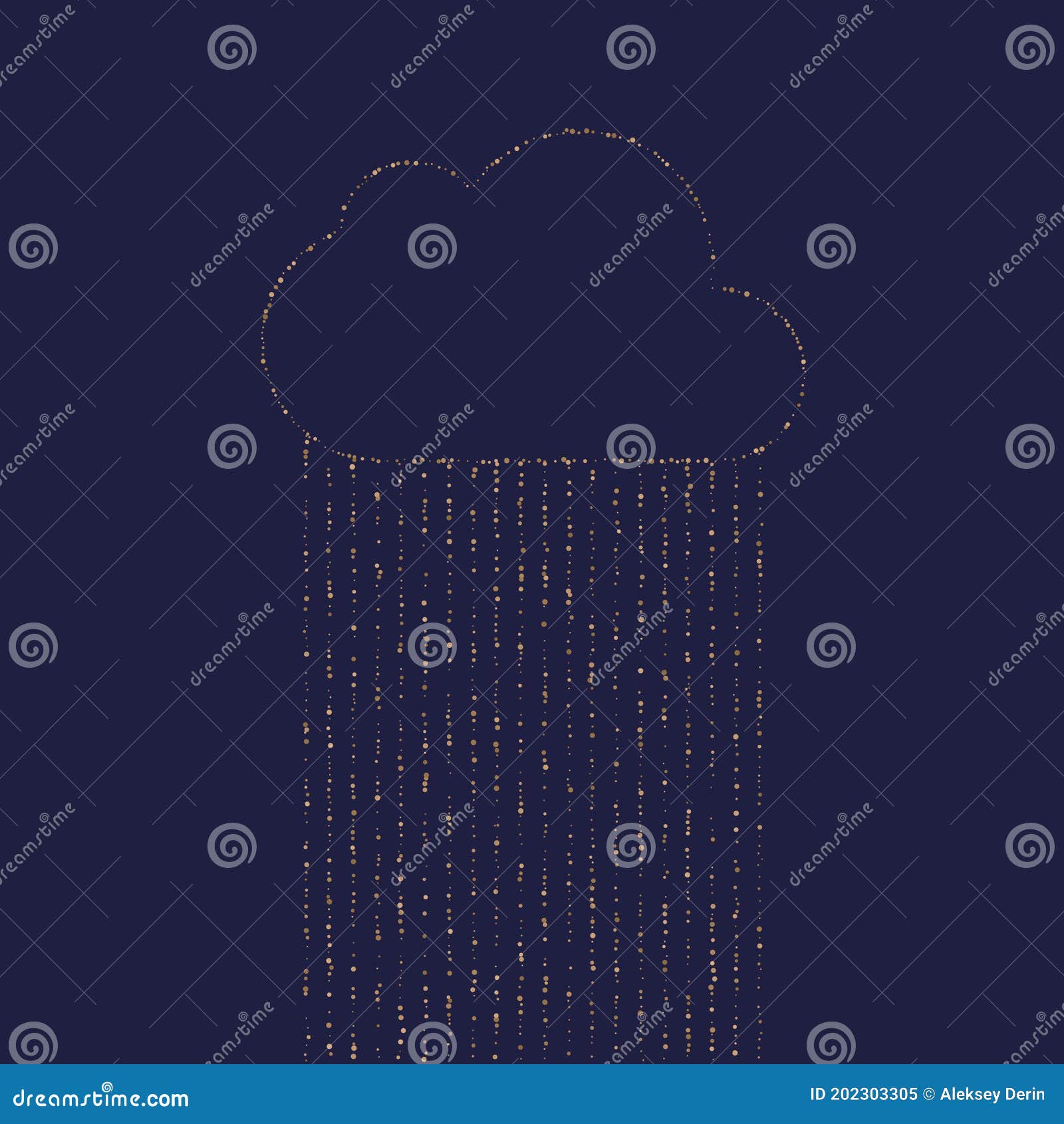 Golden Rain is Coming from the Clouds. Stock Vector - Illustration of ...