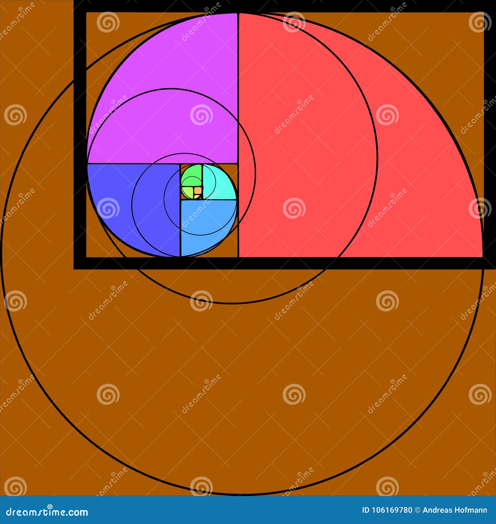 Golden Ratio Figure on Textured Sunray Background Stock Illustration ...