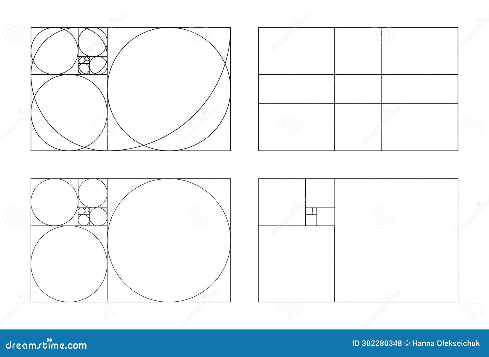 Golden Ratio Frames Set. Method Golden Sections. Harmony Proportions ...