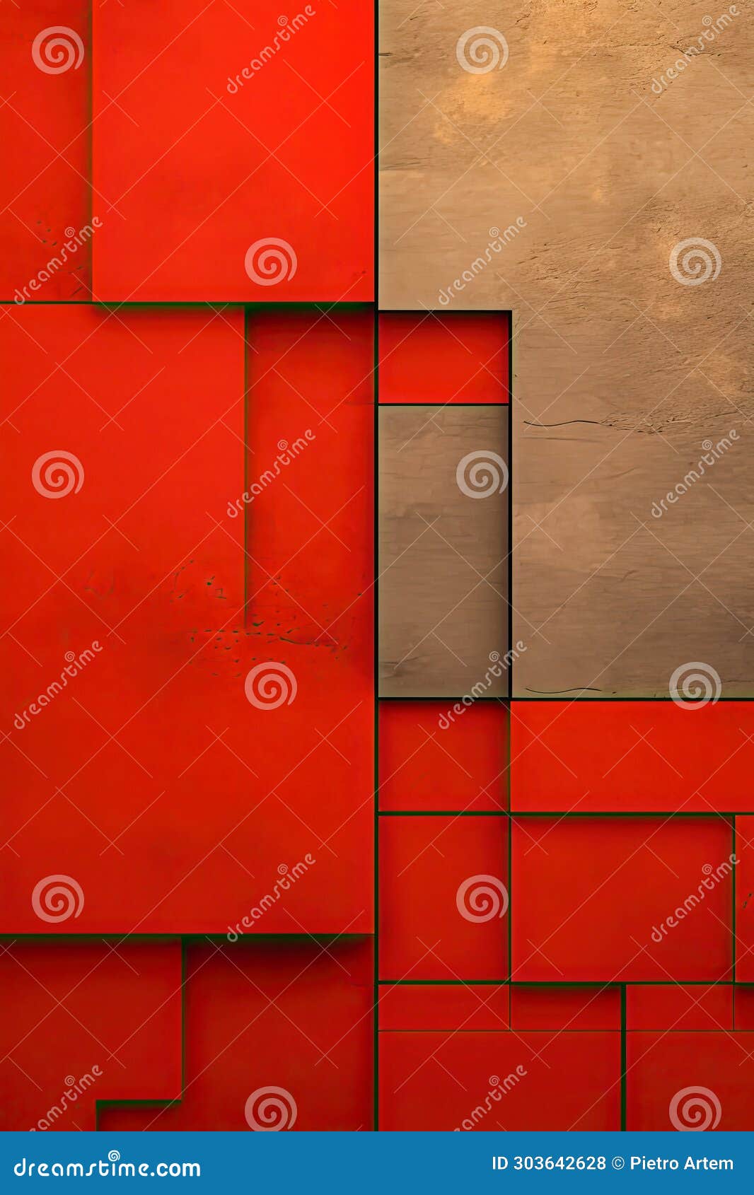 Golden Ratio Pattern with Red Blocks Stock Photo - Image of clean ...