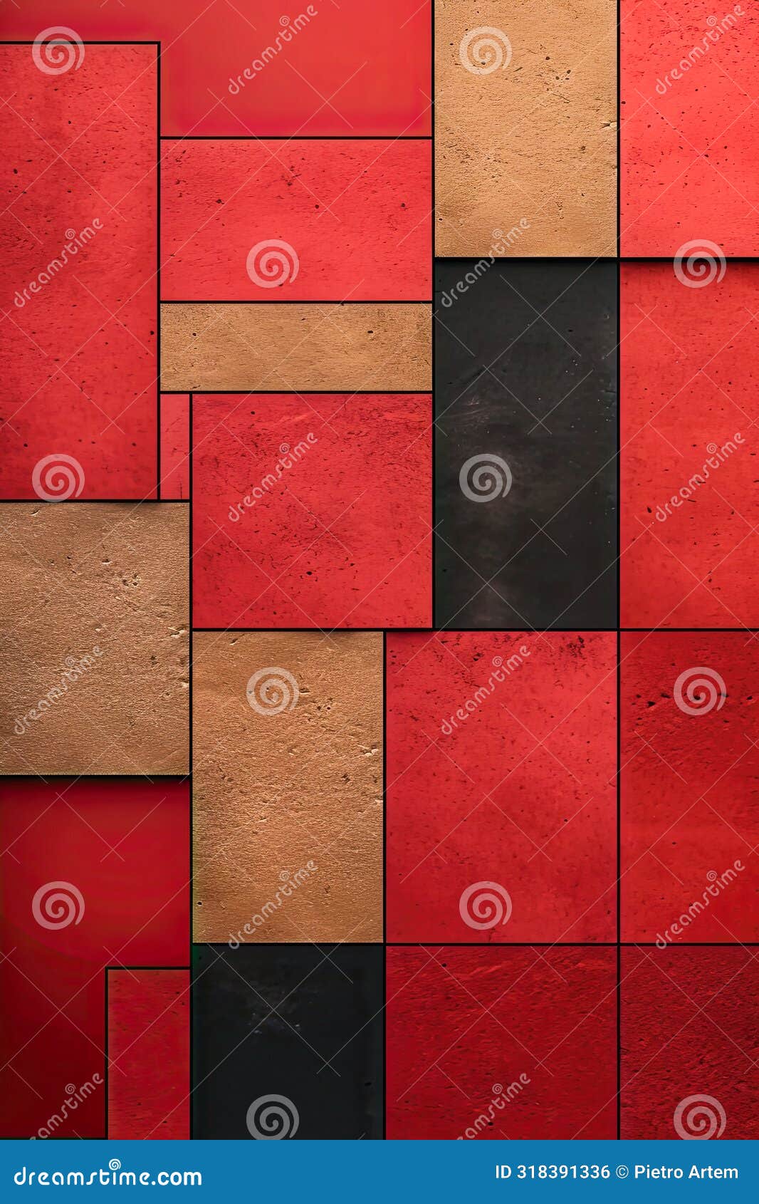 Golden Ratio Pattern with Red Blocks Stock Photo - Image of outdoor ...