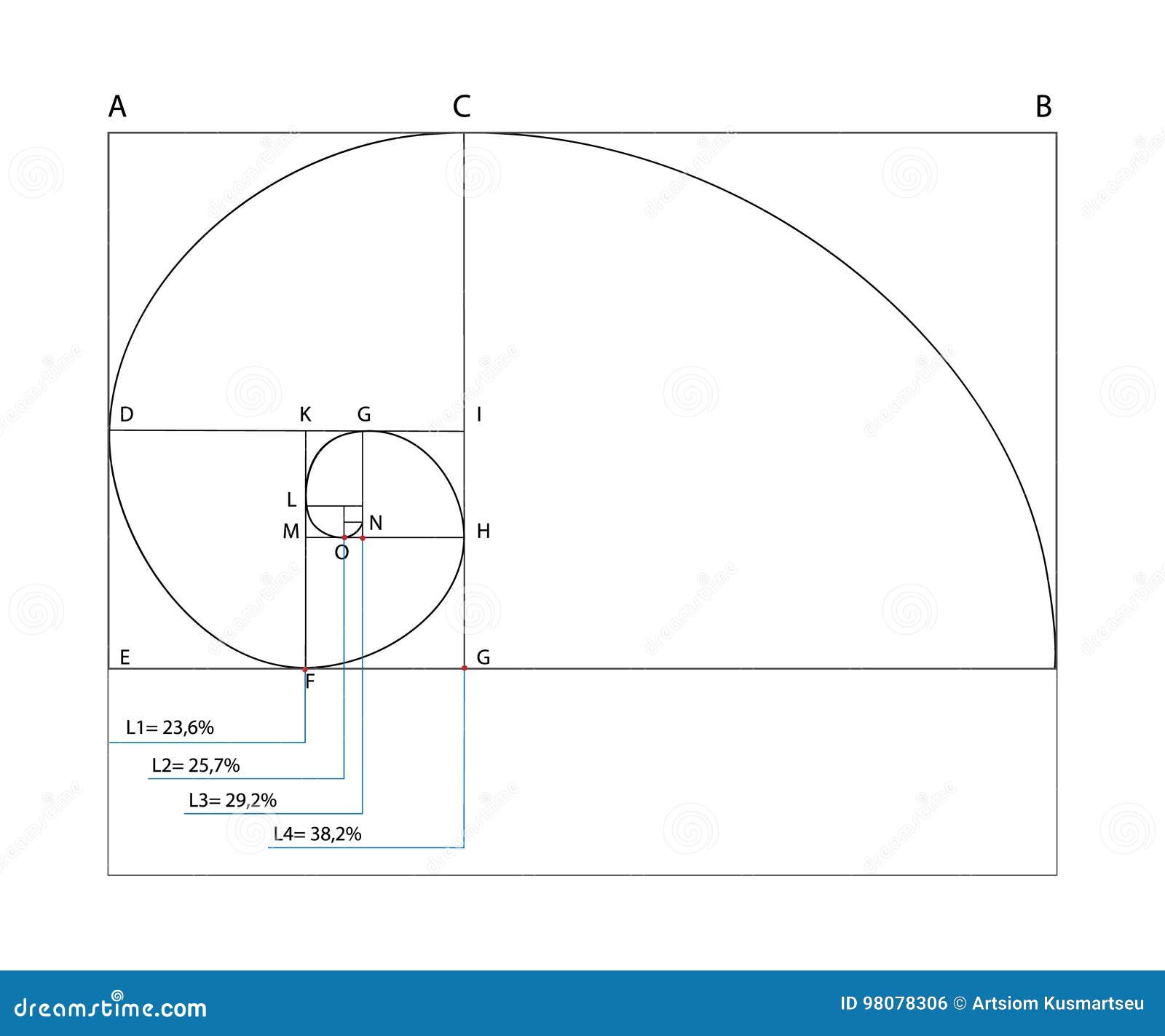 Golden Ration Fibonacci Pattern For Logo Icon Background Web Graphic ...