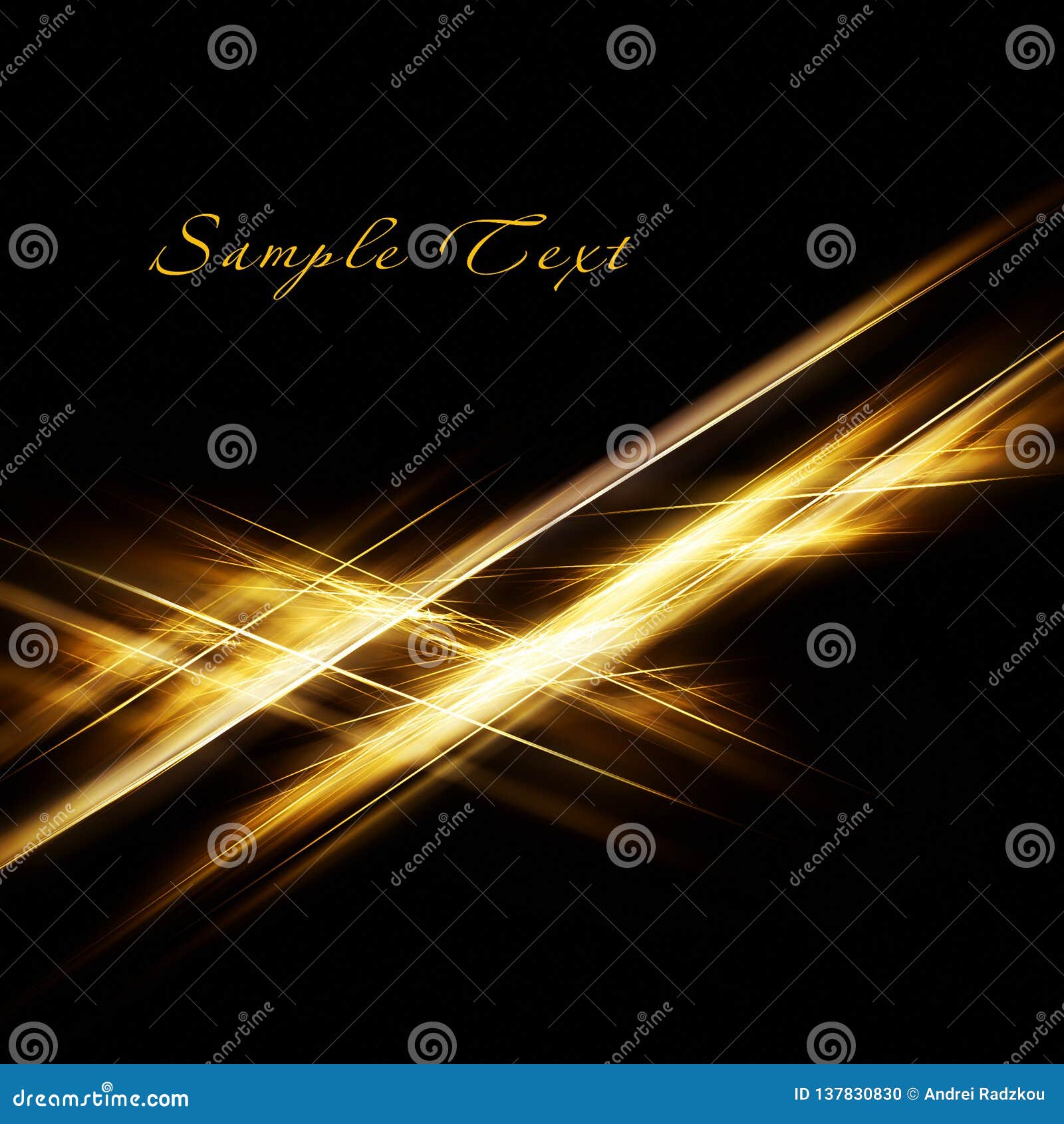 Golden Rays on Black Background Stock Illustration - Illustration of ...