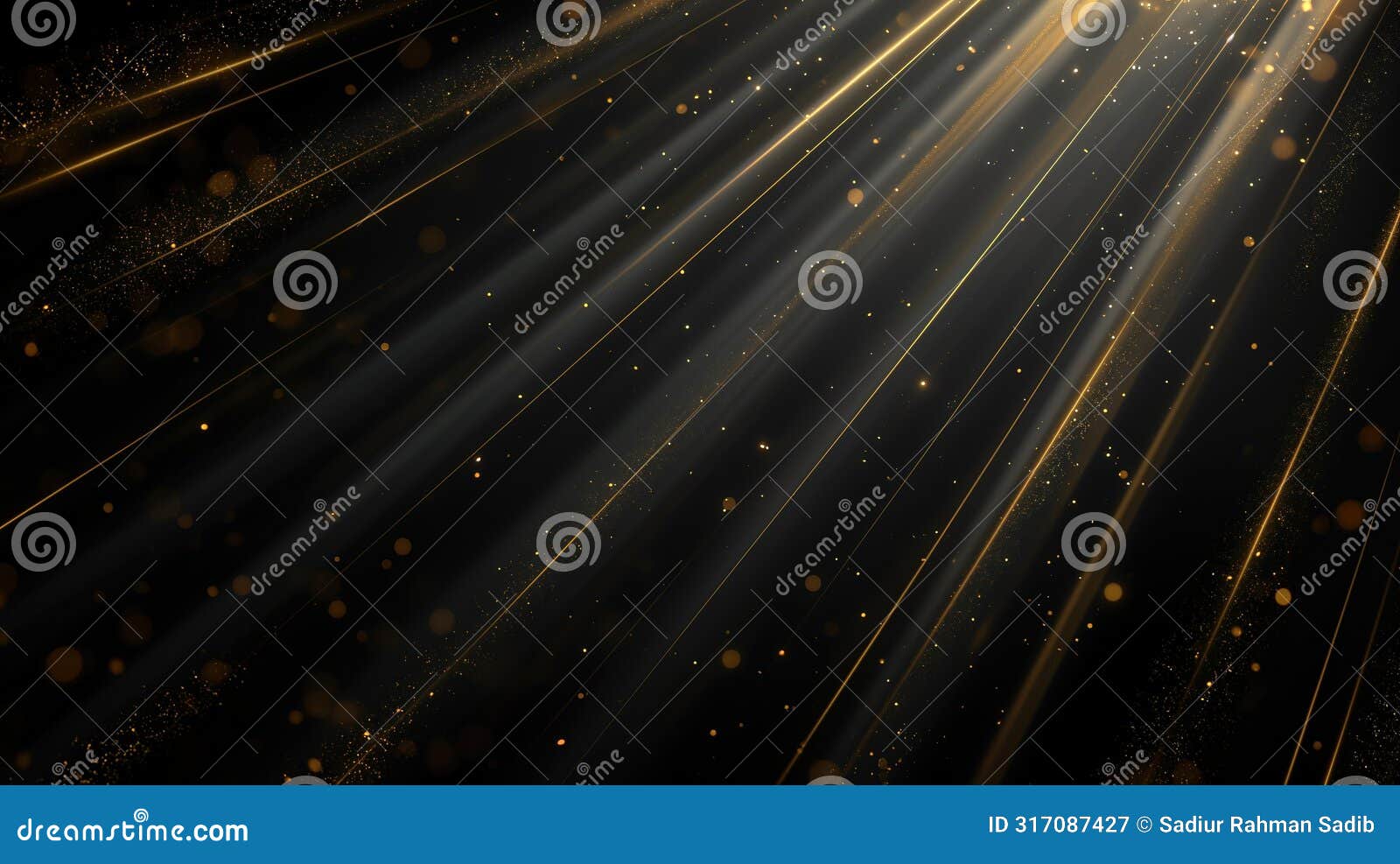 Golden Rays of Light on a Black Background. Stock Illustration ...