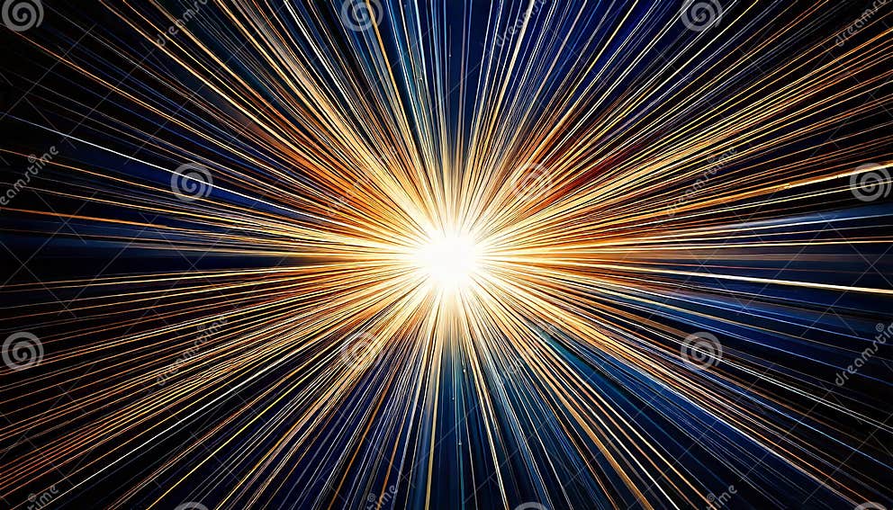 Golden Rays of Light Exploding from a Central Point Creating an ...