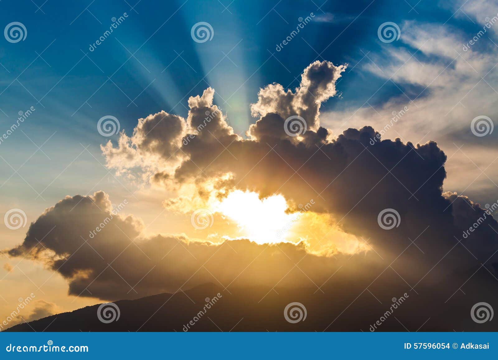Golden Rays of the Sun through the Black Clouds Stock Photo - Image of ...