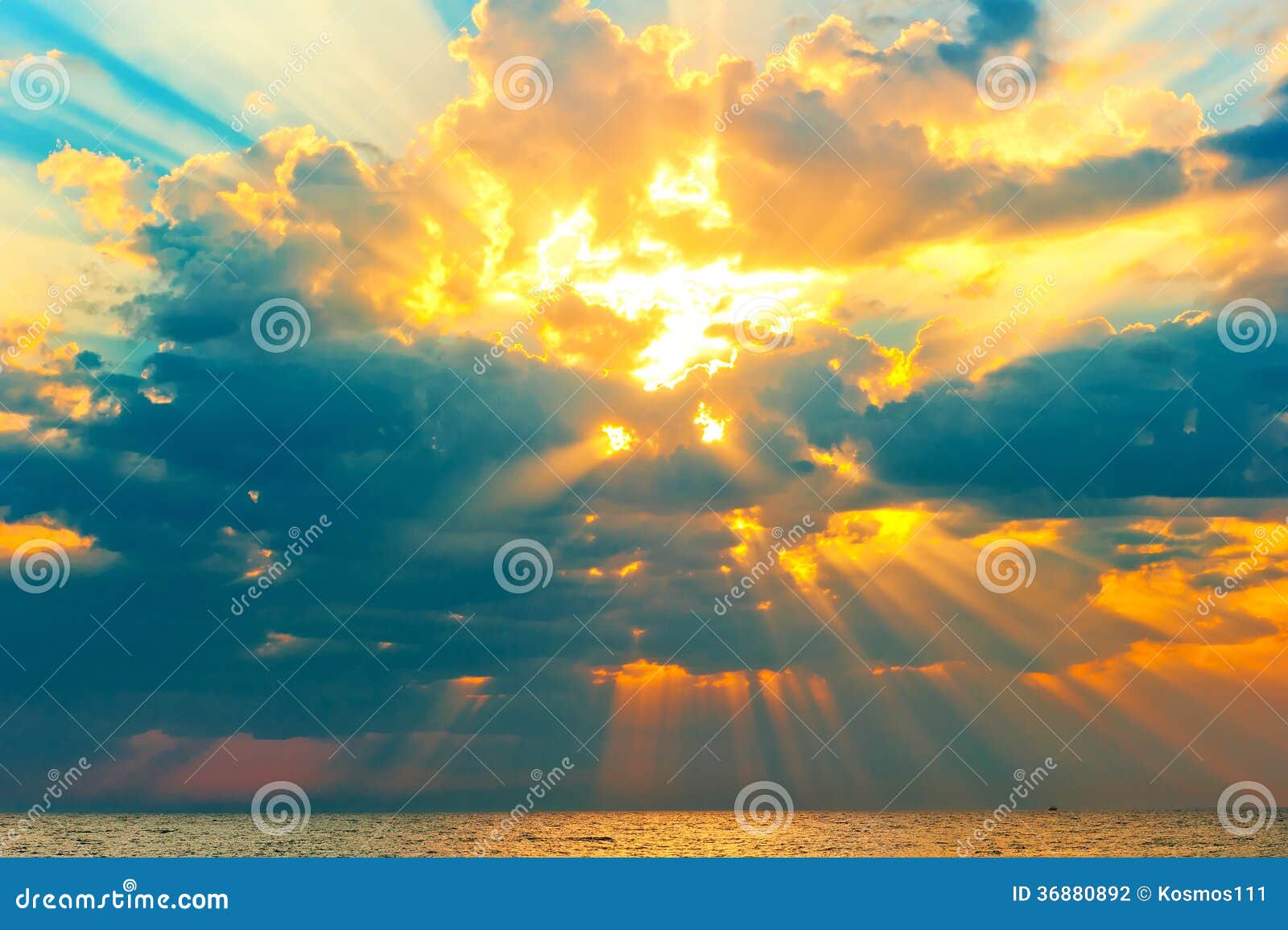 Golden Rays of the Sun Breaking through the Storm Clouds Stock Photo ...