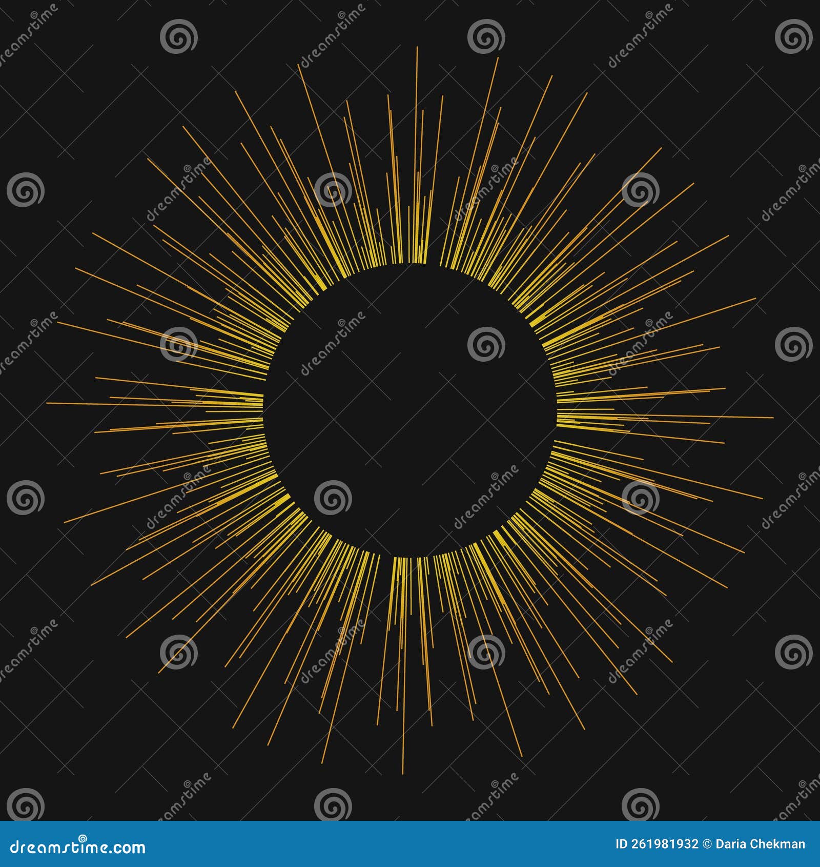 Golden Rays Sun Circle Lines Vintage Stock Vector - Illustration of ...