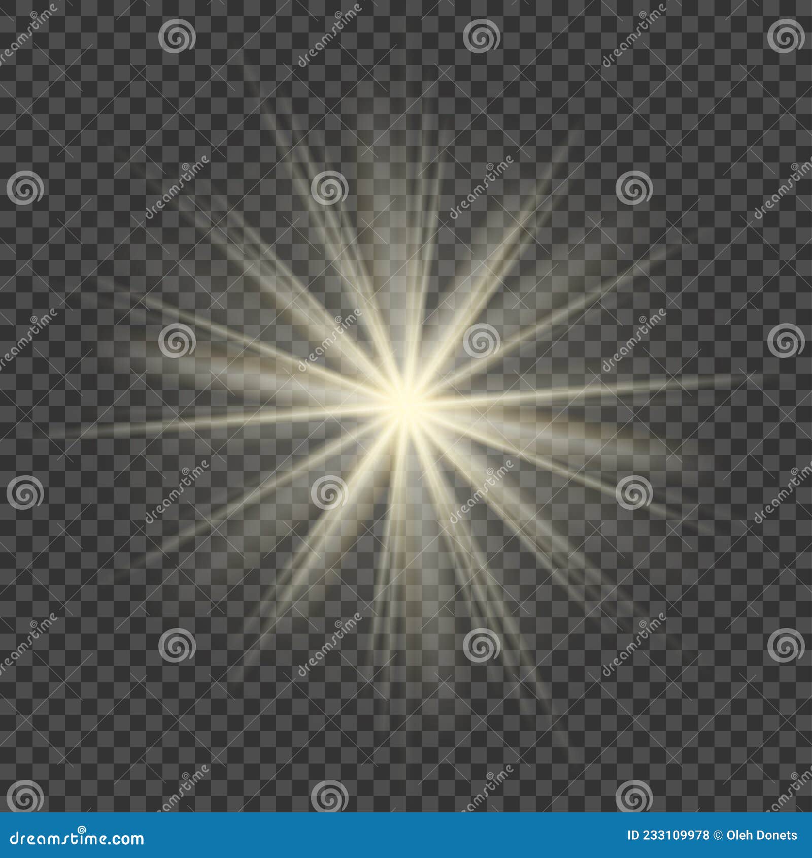 Golden Rays. Transparent Background. Vector Illustration. Stock Vector ...