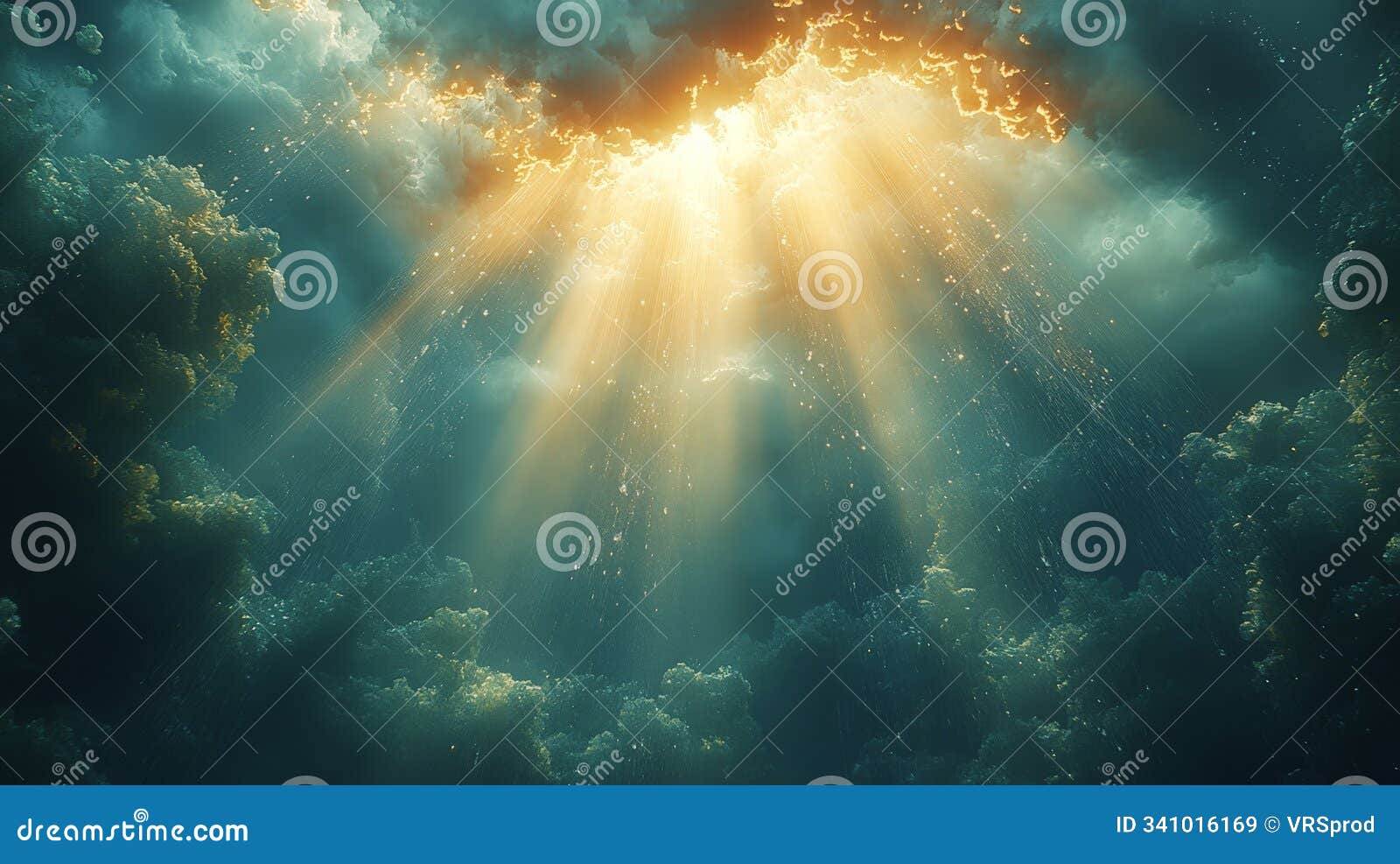 Golden Rays of Sunlight Breaking through Dark Storm Clouds Stock Image - Image of moody ...