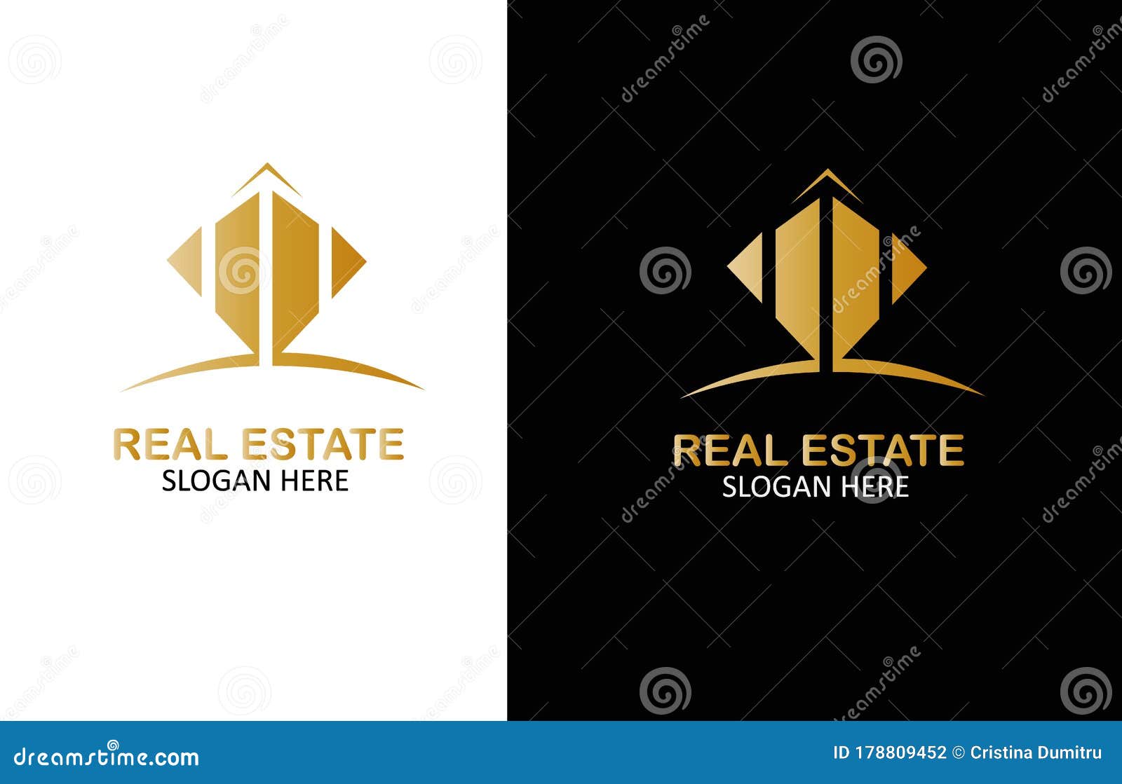 Golden Real Estate Logo Design Vector Stock Vector - Illustration of ...
